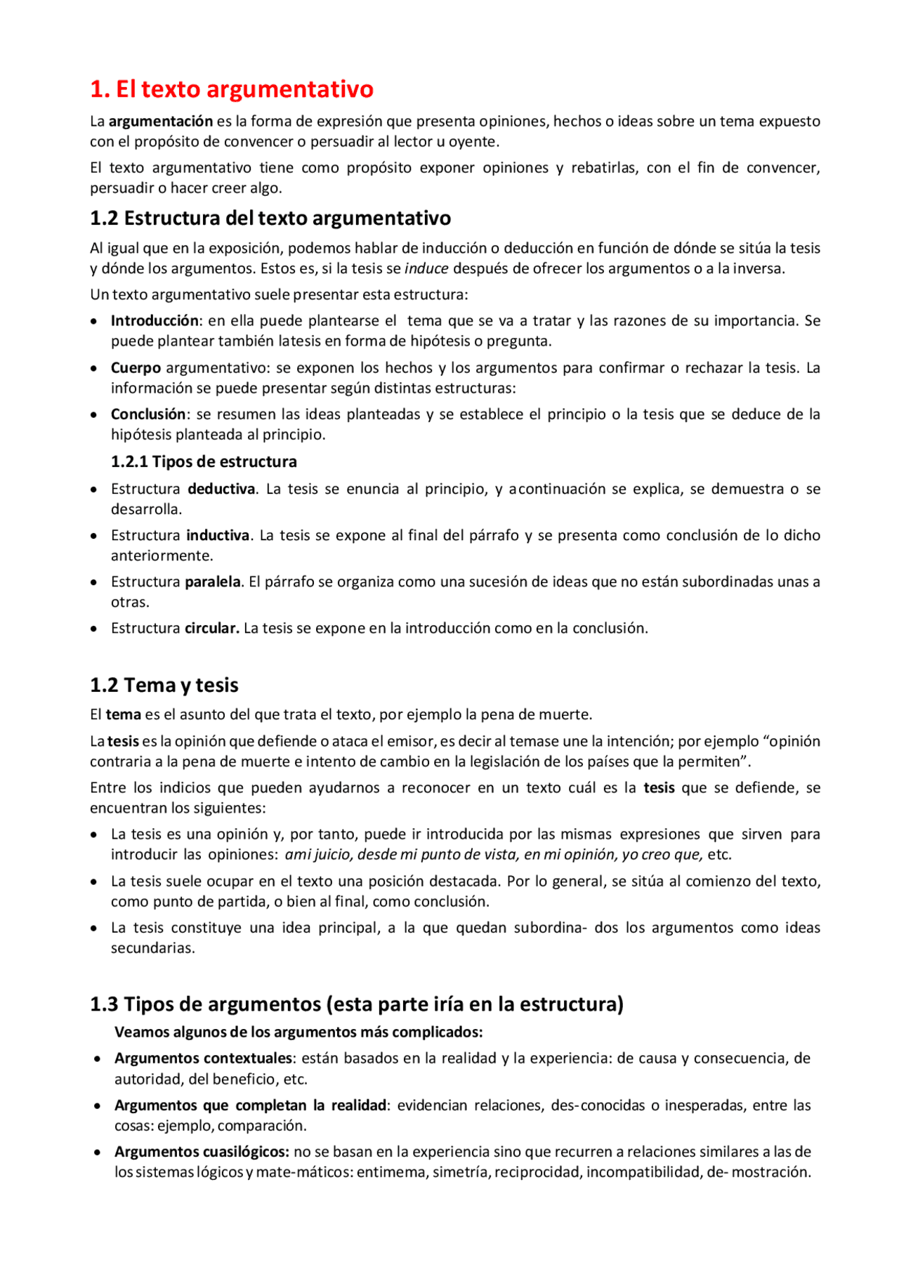 Teoría Texto Argumentativo Ejercicios De Lengua Y Literatura Docsity