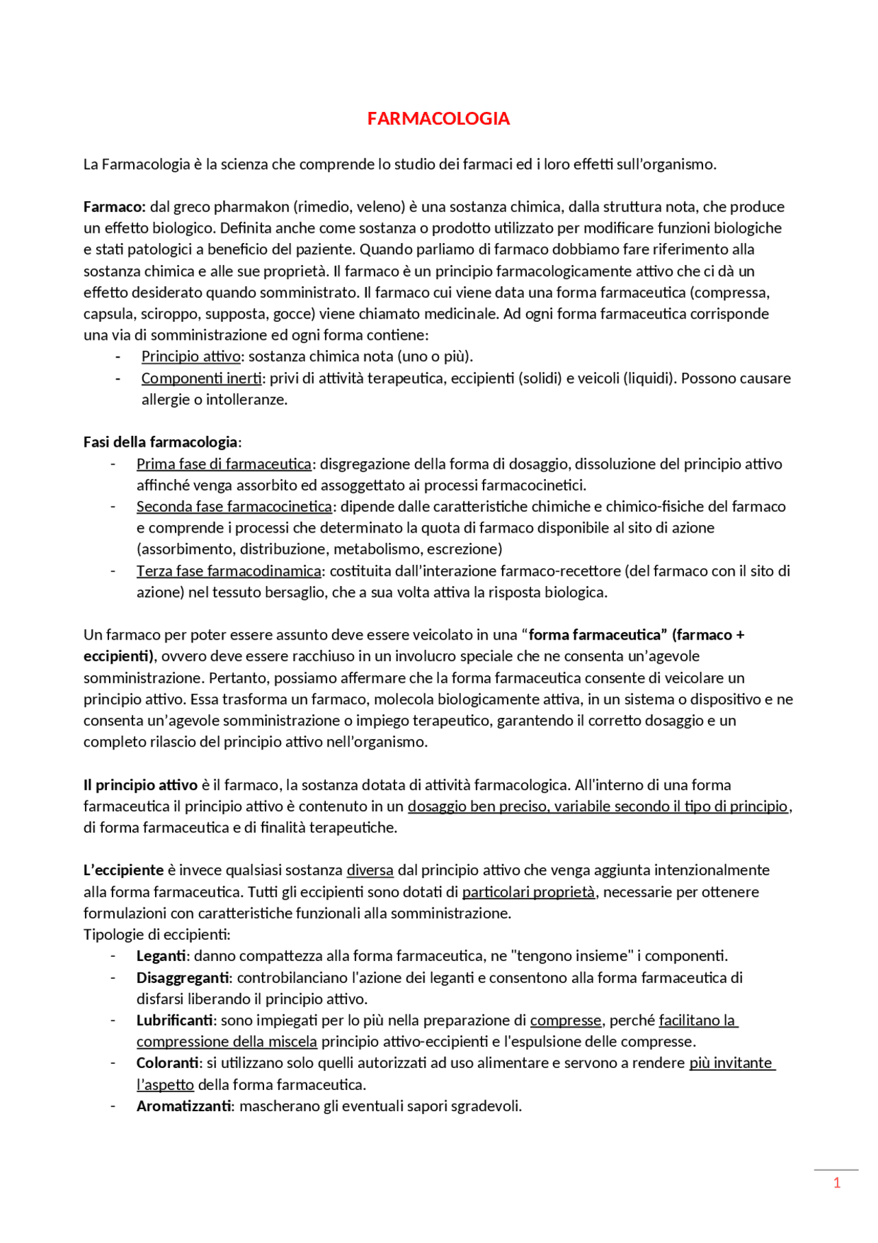 Appunti Completi Farmacologia Francesca Crema Appunti Di