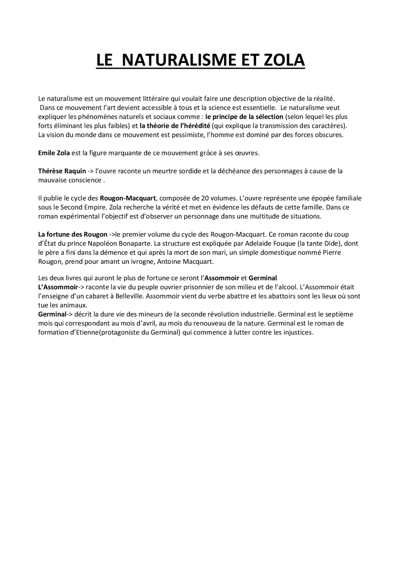 Le Naturalisme Et Zola Schemi E Mappe Concettuali Di Francese Docsity