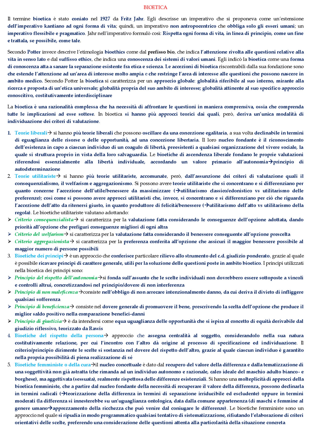 Prima Parte Del Modulo Di Bioetica Schemi E Mappe Concettuali Di