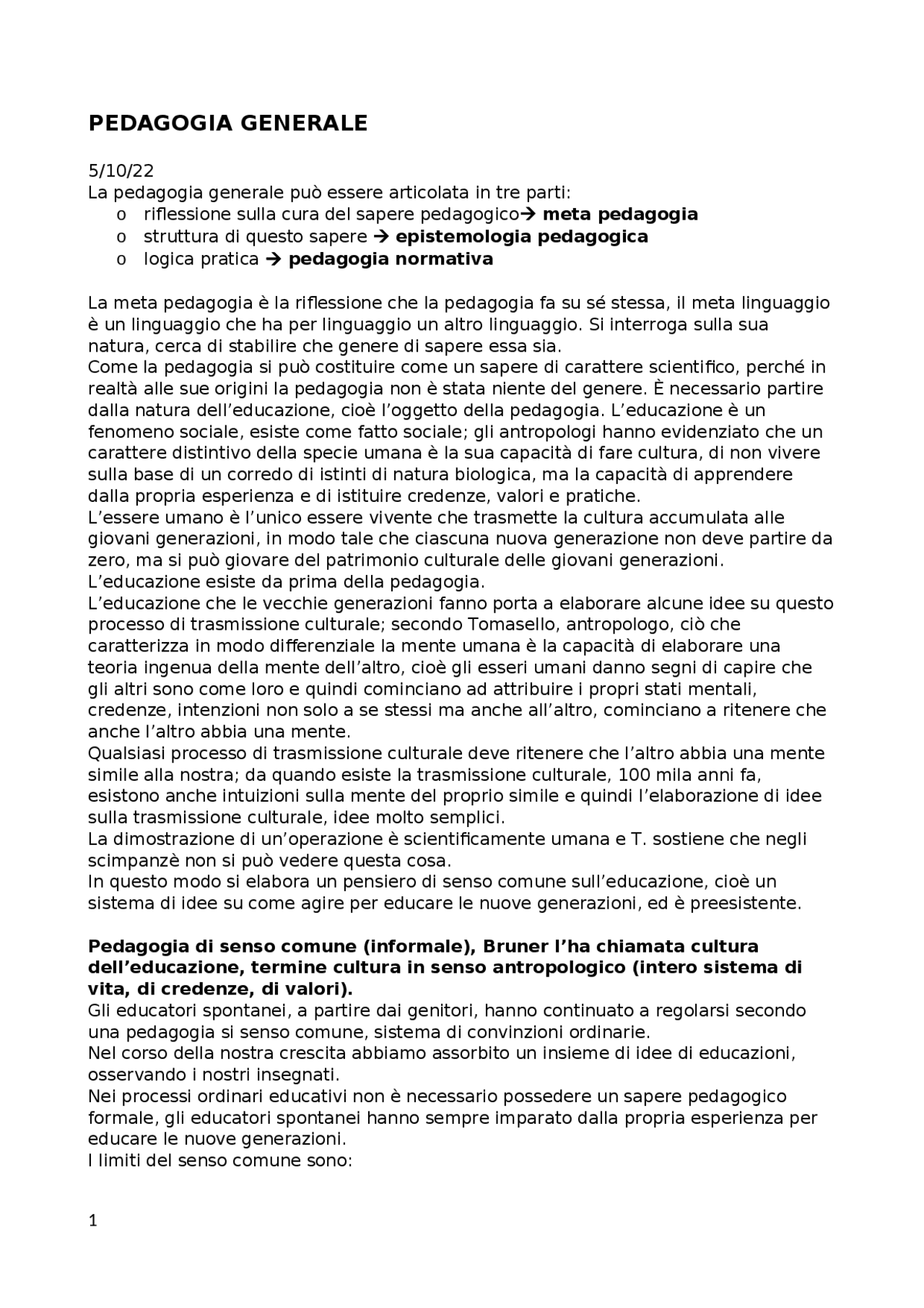 Pedagogia Generale Prof Baldacci Appunti Di Pedagogia Docsity