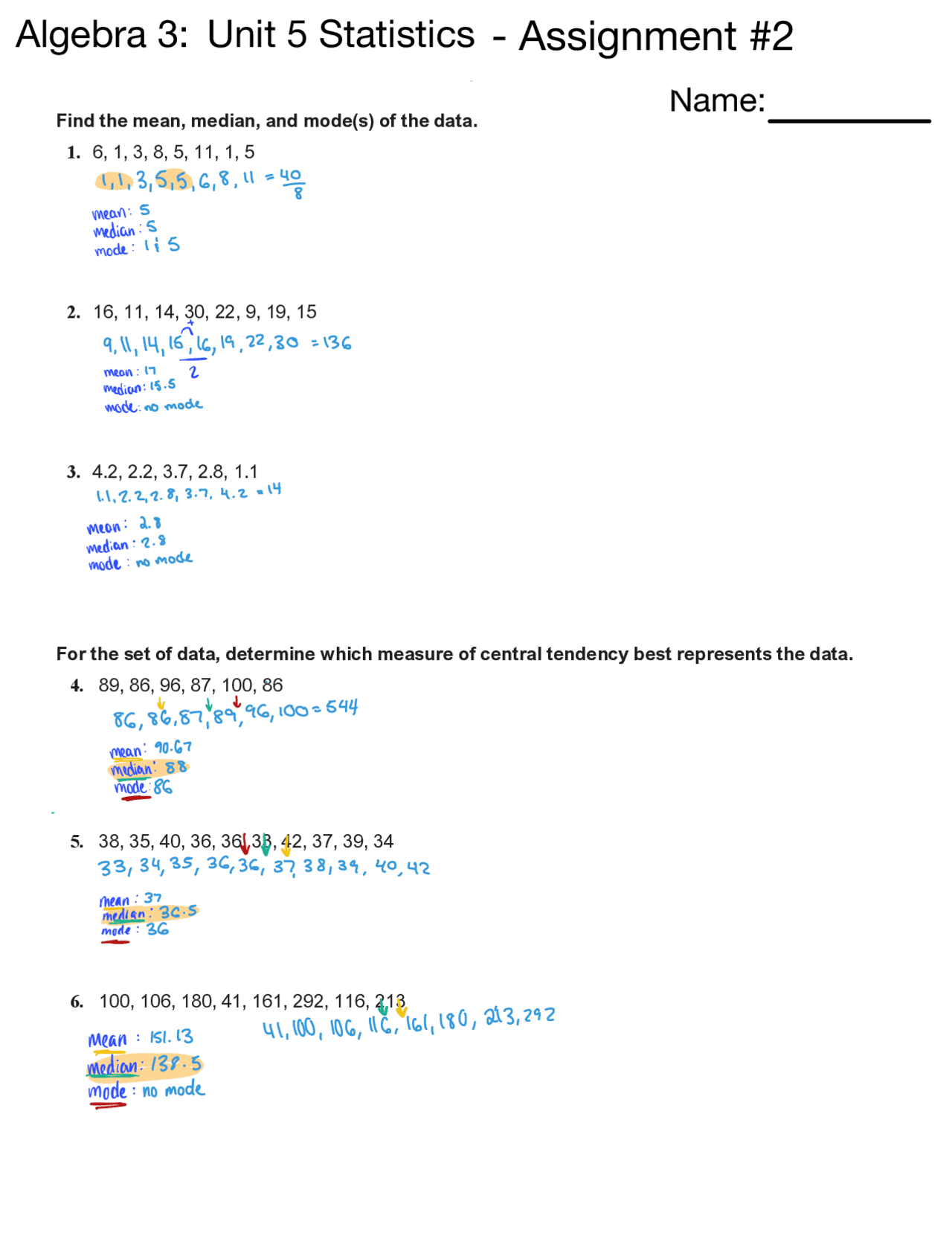 Unit 4 Statists Assignment Assignments Mathematics Docsity