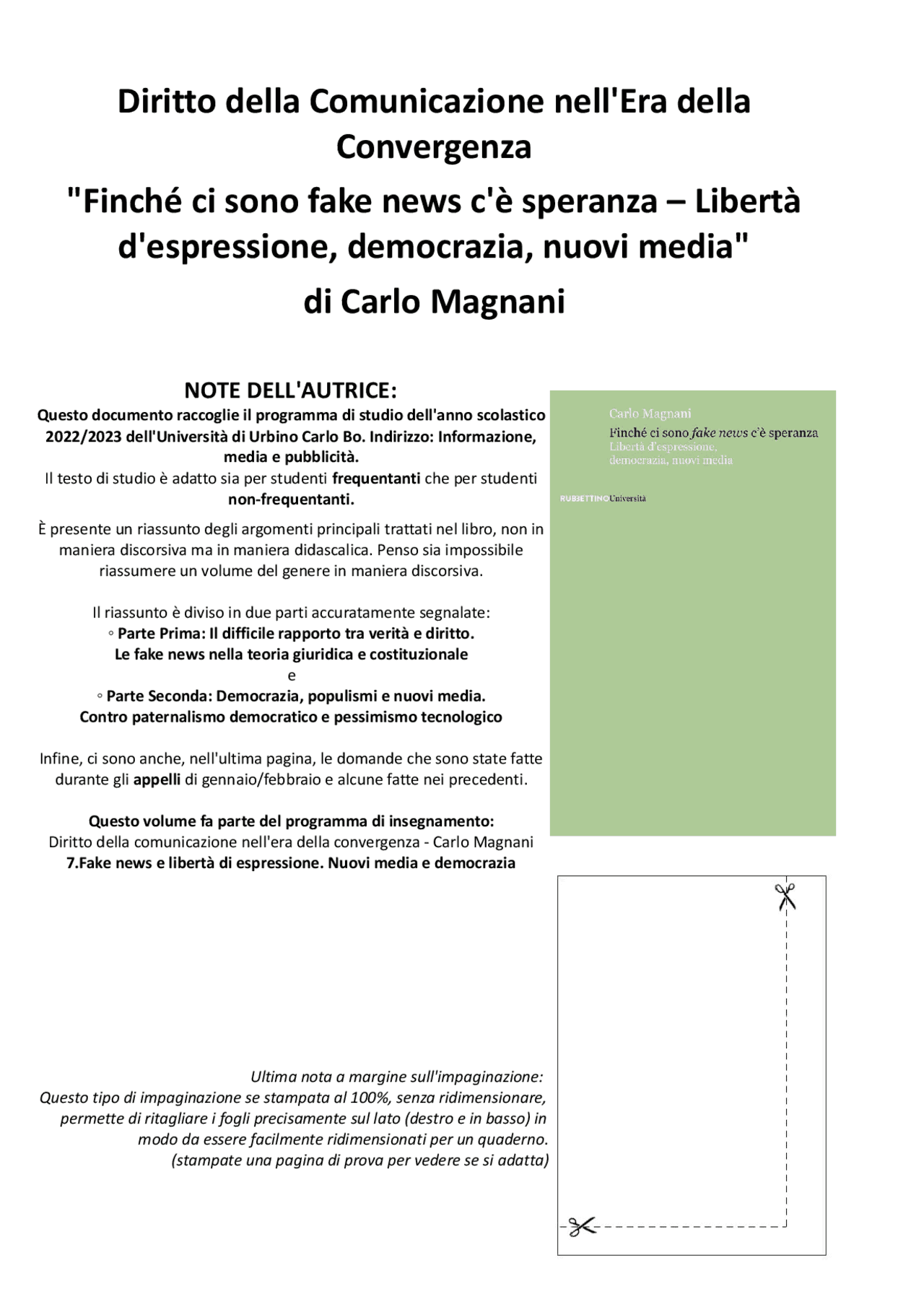 Finché ci sono fake news c'è speranza - Carlo Magnani | Sintesi del ...