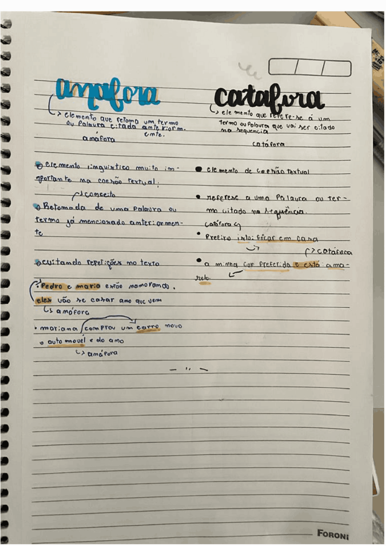 Definição de anáfora e catáfora | Notas de estudo Português (Gramática ...
