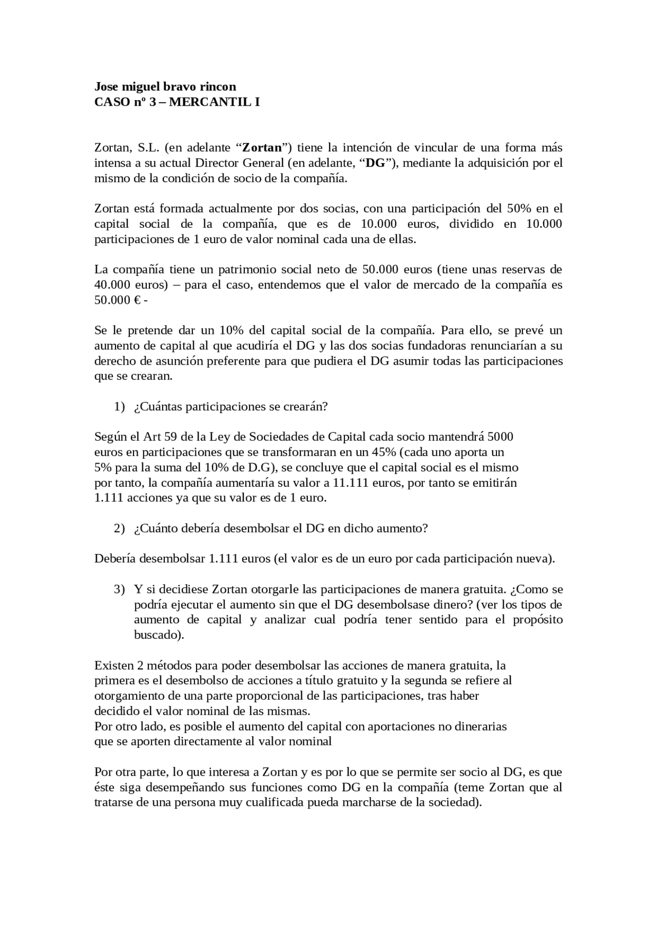 Caso 3 De Derecho Mercantil I Ejercicios De Derecho Mercantil Docsity