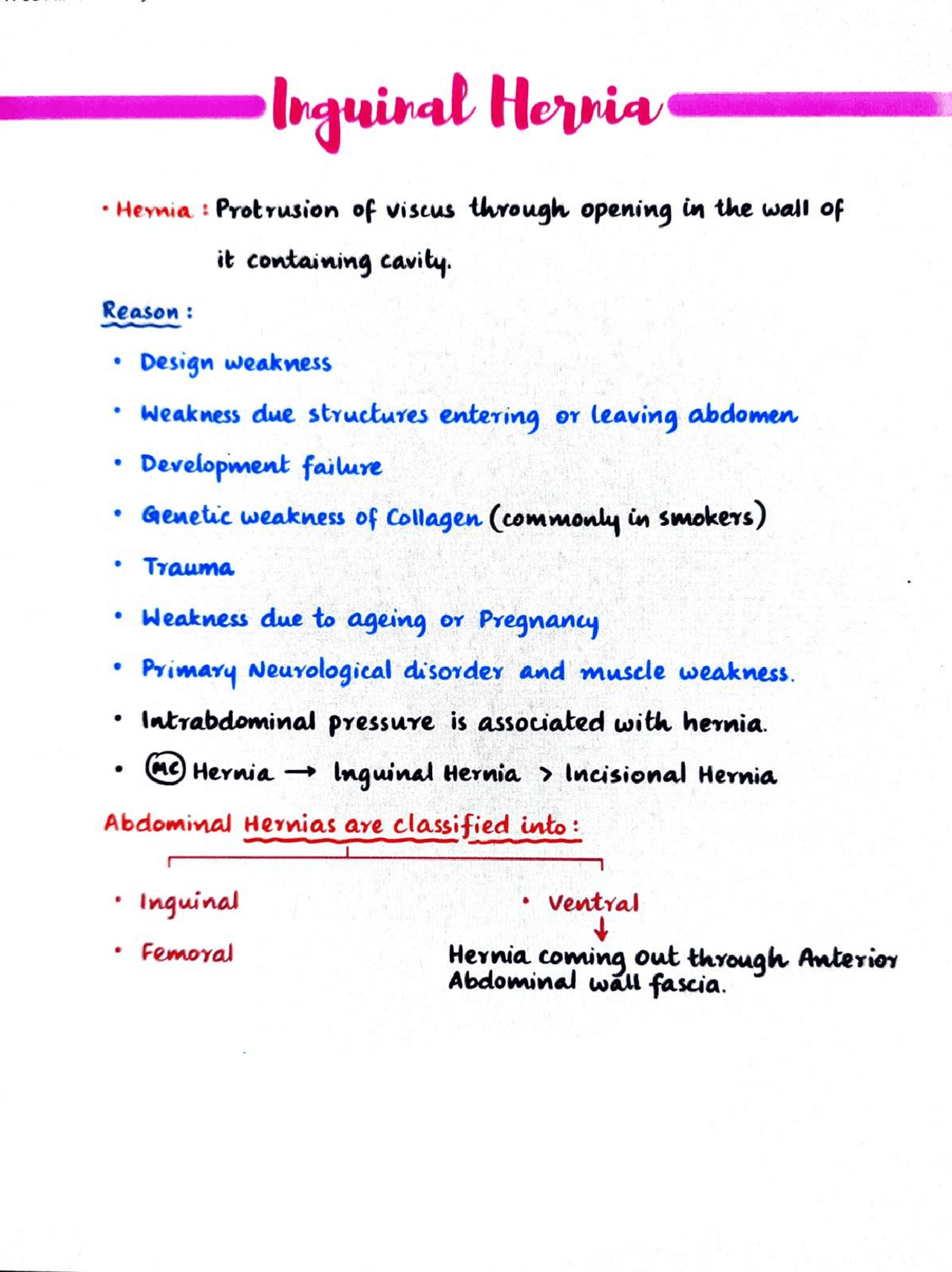 Inguinal Hernia Notes | Study Guides, Projects, Research Medical ...