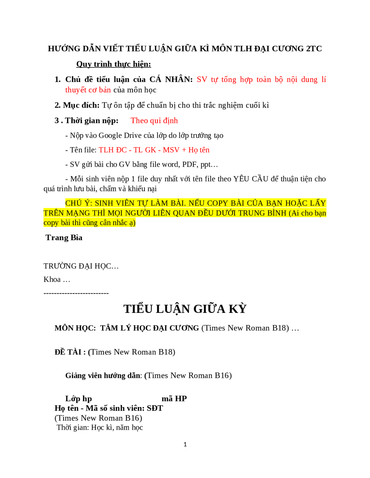 Tâm lý học đại cương USSH | Lecture notes Psychology | Docsity