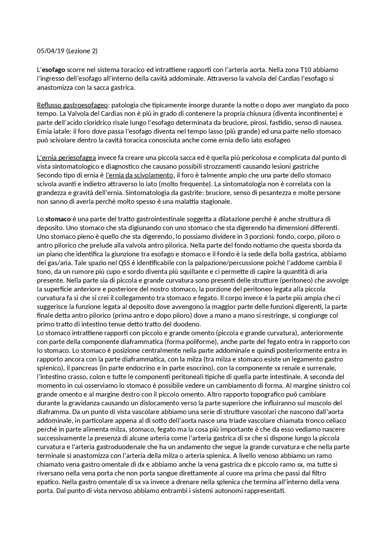 Appunti Anatomia Umana Appunti Di Anatomia Docsity