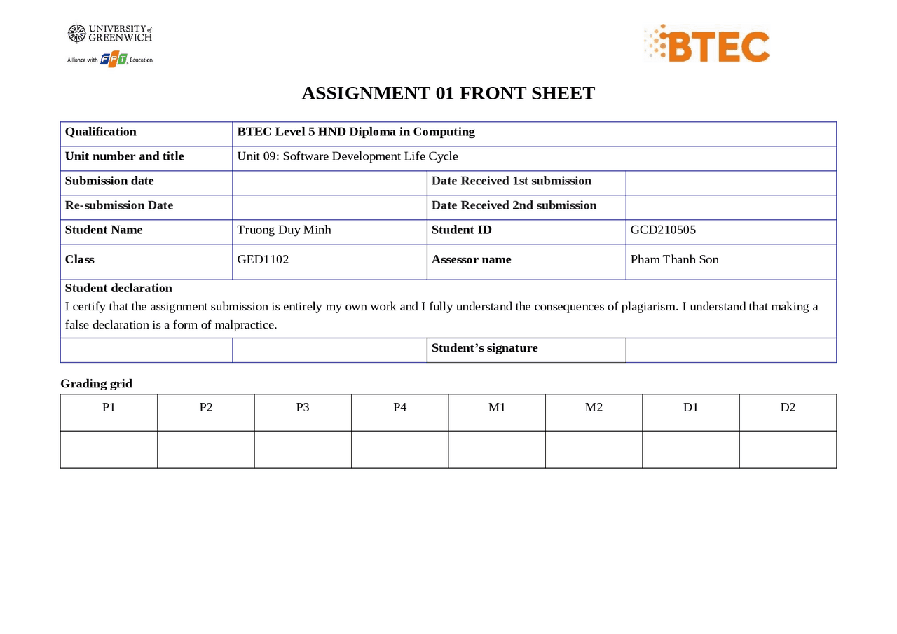 Assignment 1 1631 Pass grade | Study Guides, Projects, Research Information Technology | Docsity