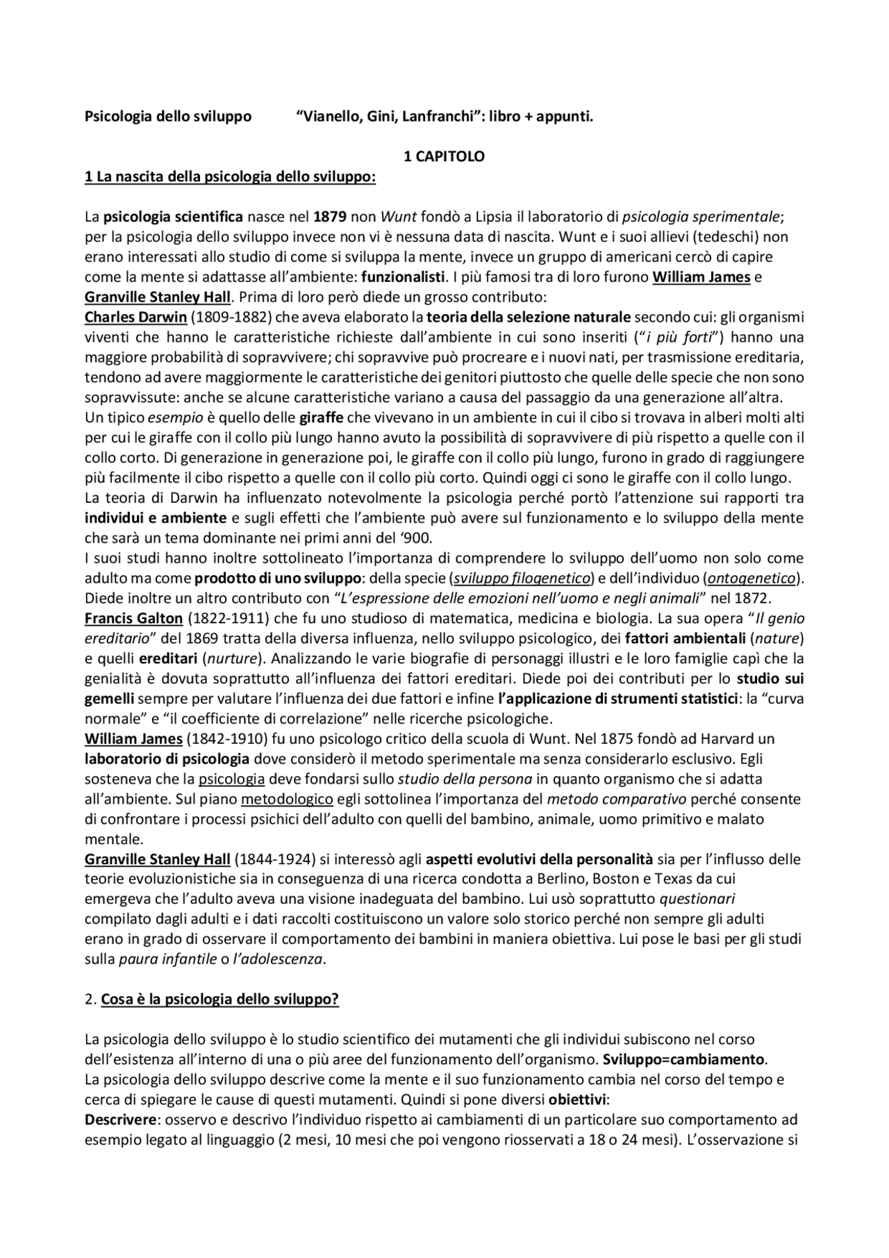 Riassunto Psicologia Dello Sviluppo Con Appunti Da Lezioni Sintesi