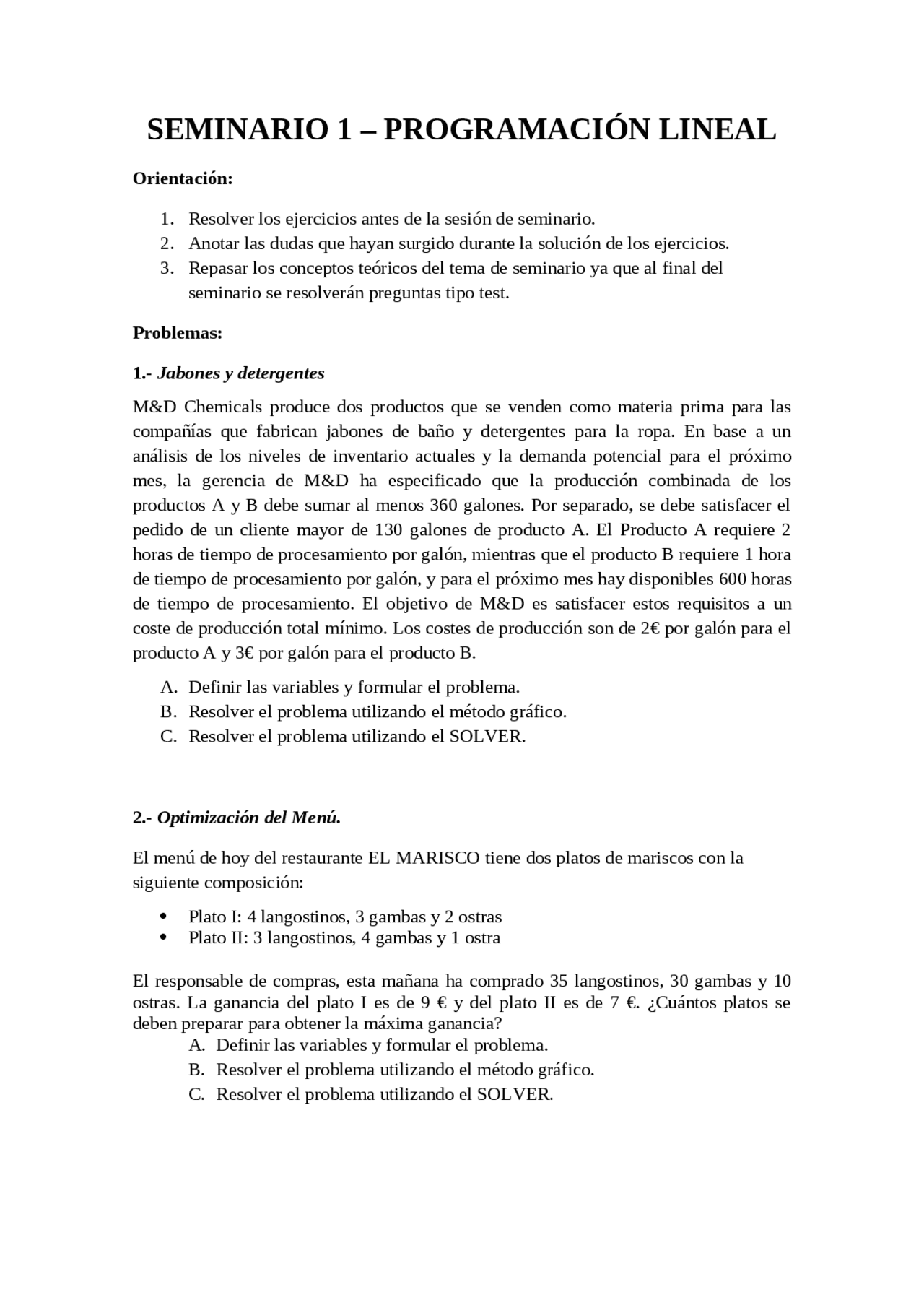 Ejercicios De Clase De Cmetodos Sin Resolver Solo Enunciado