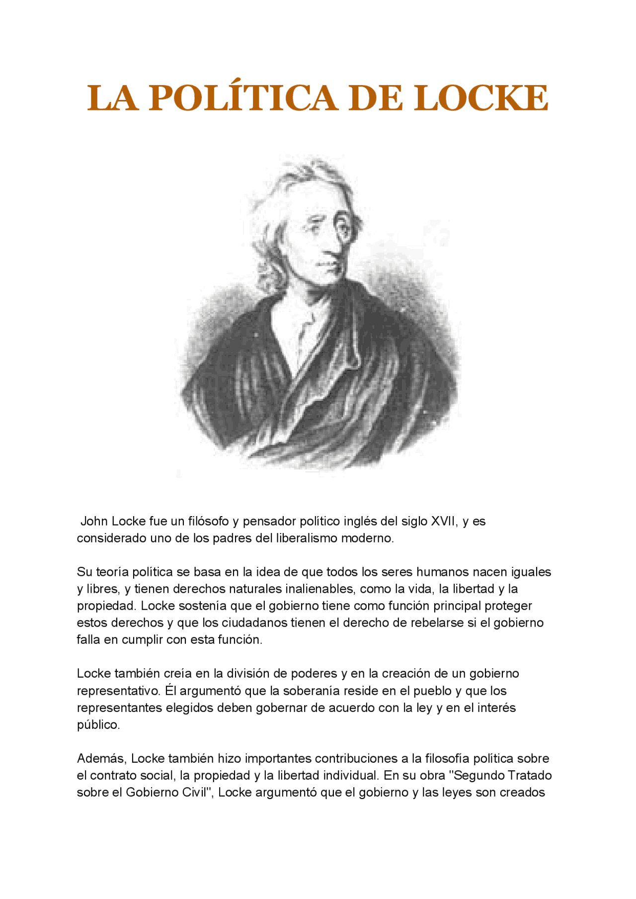 Política De Locke Evau Apuntes De Historia De La Filosofía Docsity