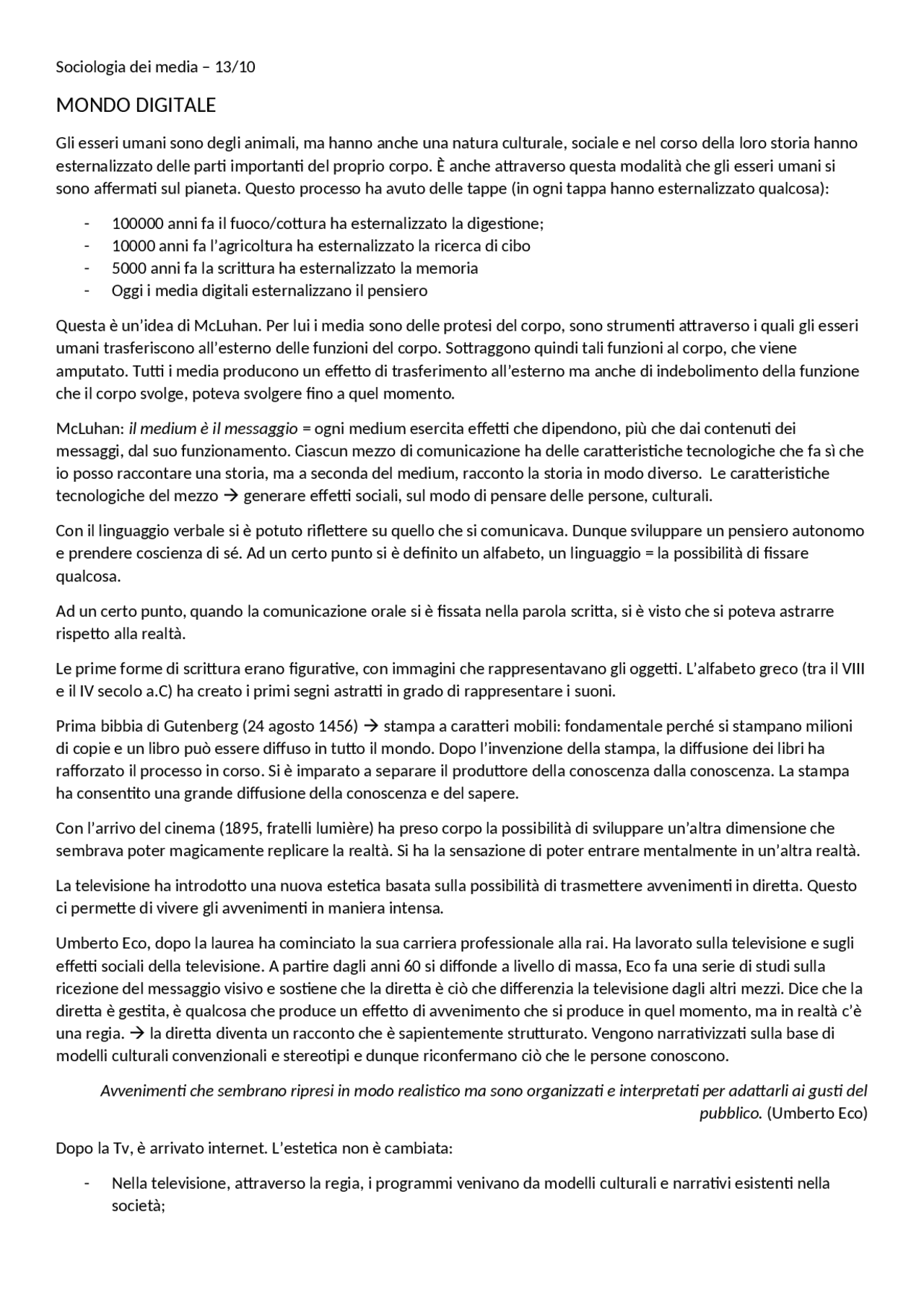 Riassunto del libro "mondo digitale" | Appunti di Sociologia Dei Media | Docsity