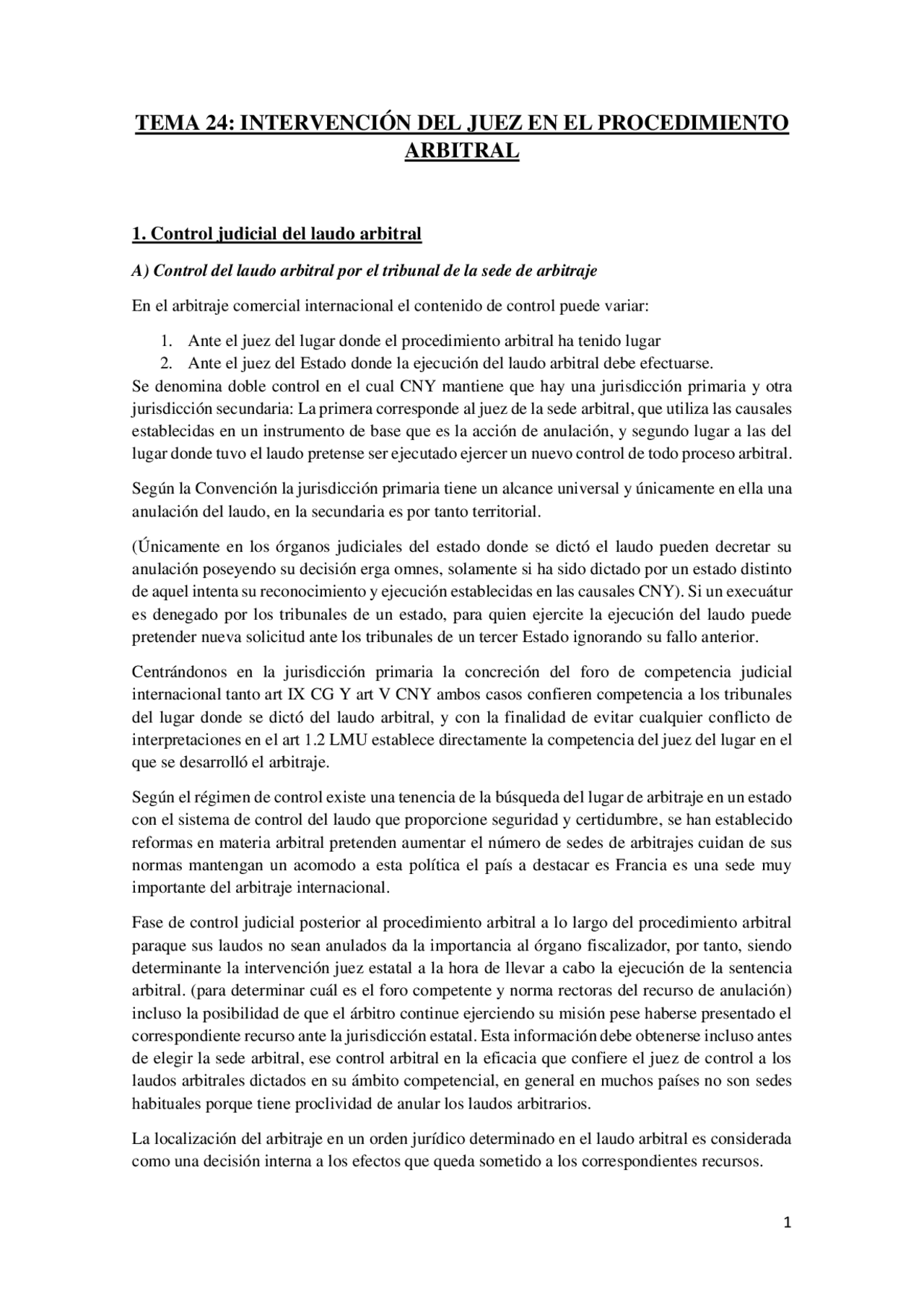 TEMA 24. INTERVENCION DEL JUEZ EN PROCEDIMIENTO ARBITRAL | Resúmenes de Negocios Internacionales ...