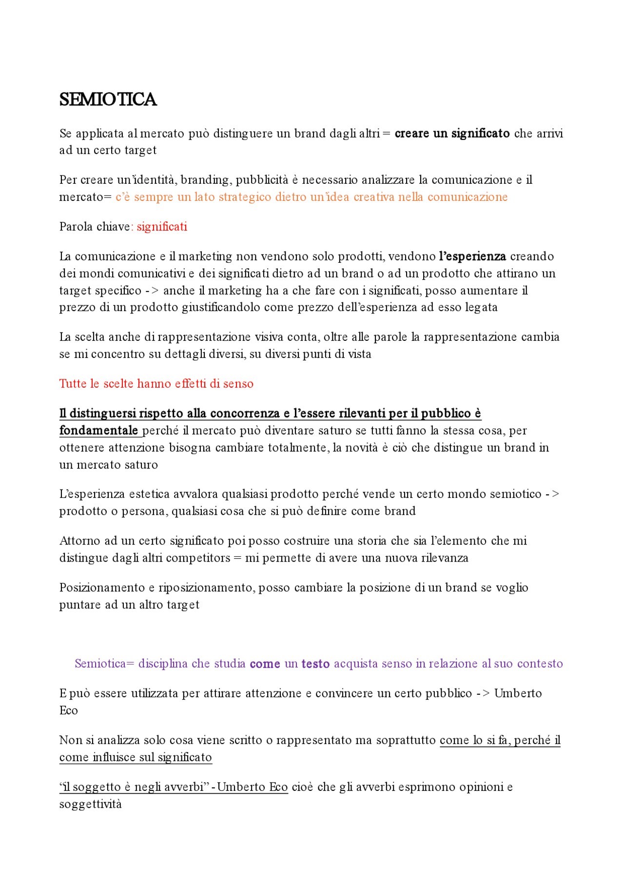 Semiotica livello plastico | Appunti di Semiotica della Pubblicità | Docsity