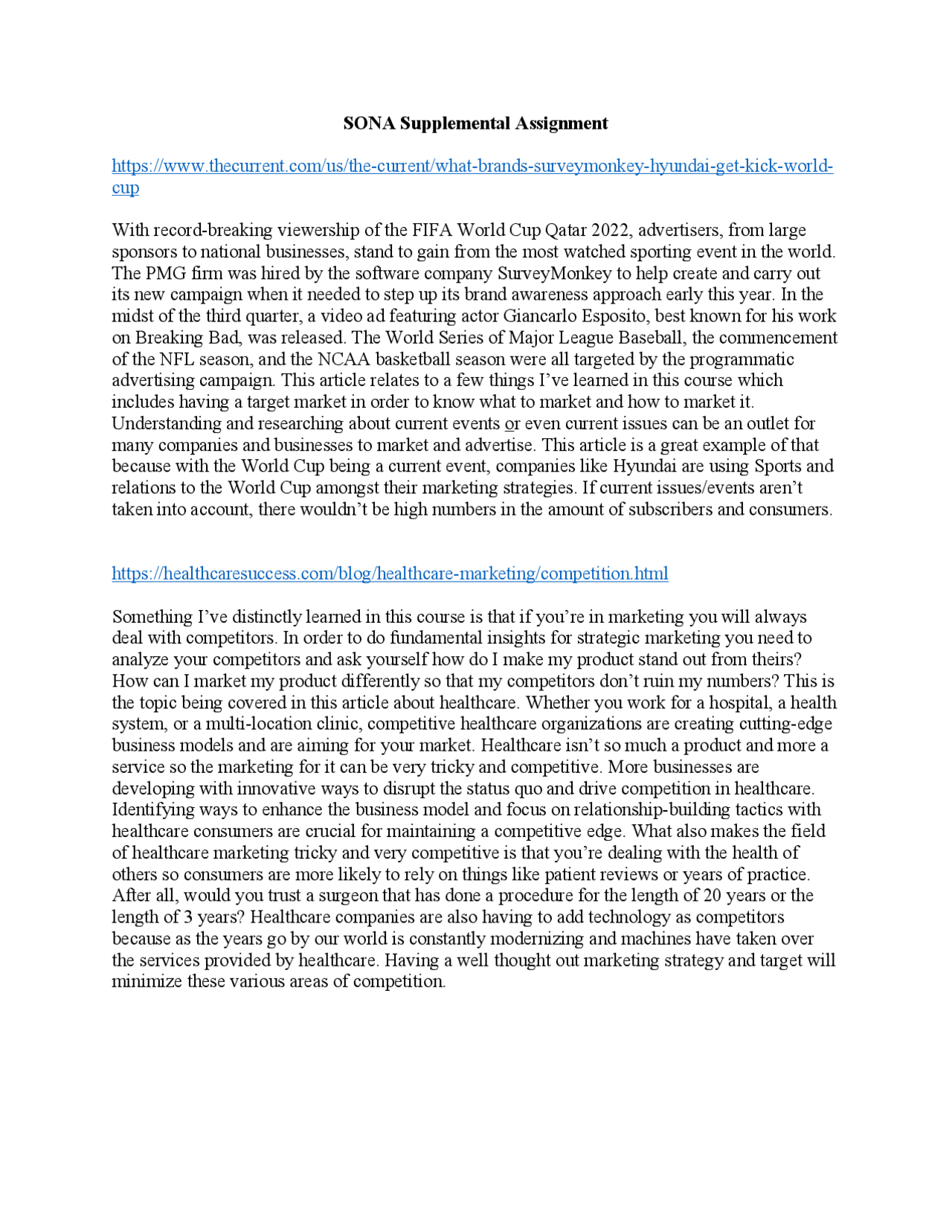 Sona articles summary | Study notes Marketing | Docsity