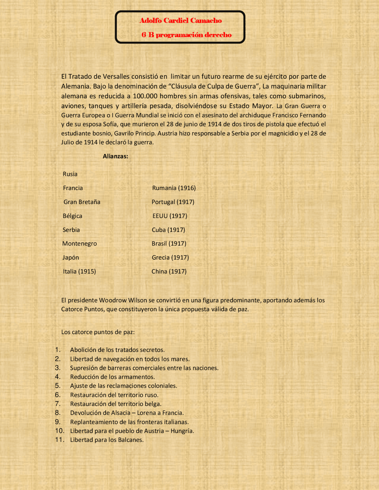 Tratado De Versalles Resúmenes De Derecho Común Docsity