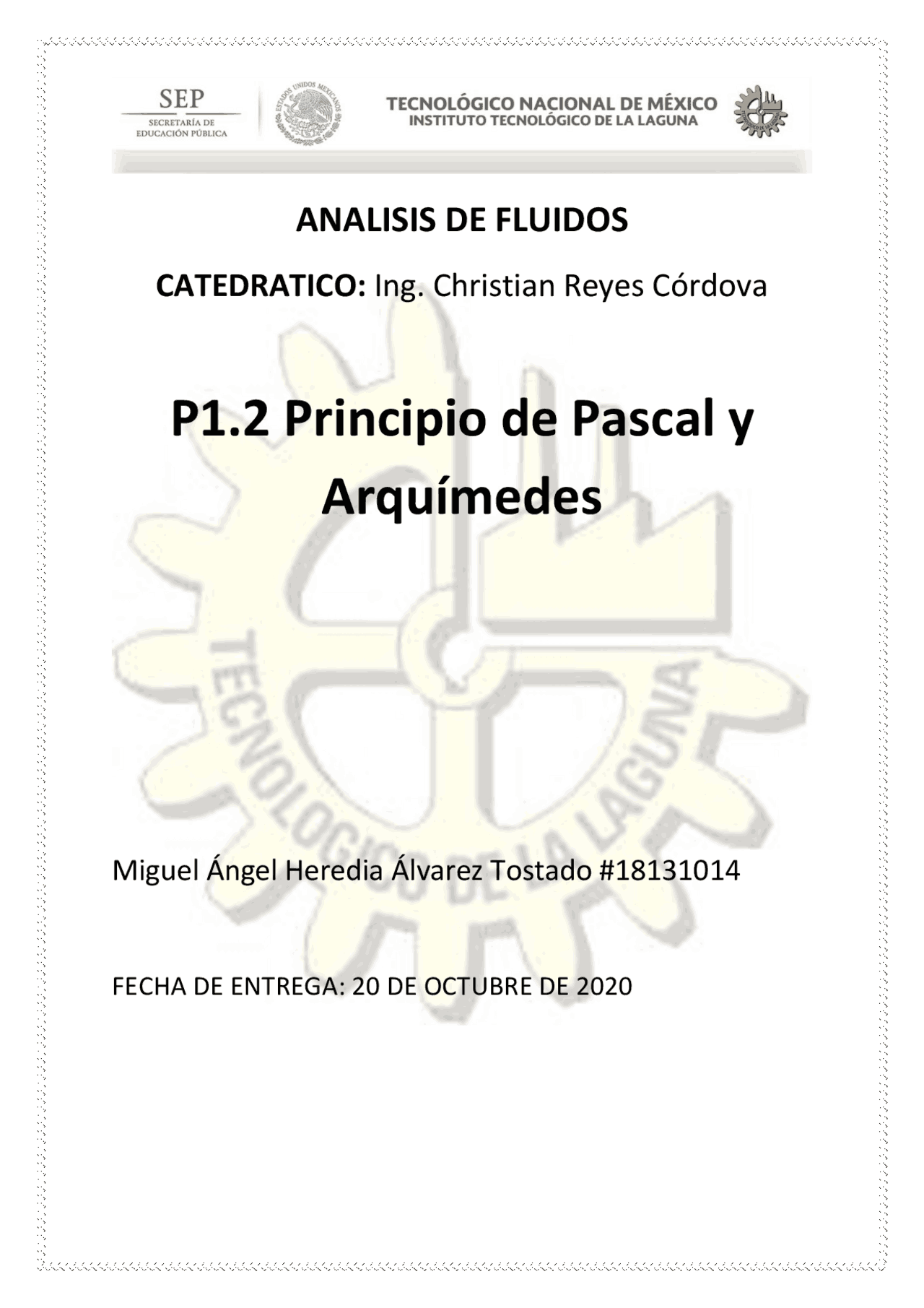 P1.2 Principio de Pascal y Arquimedes | Ejercicios de Dinámica de Fluídos | Docsity