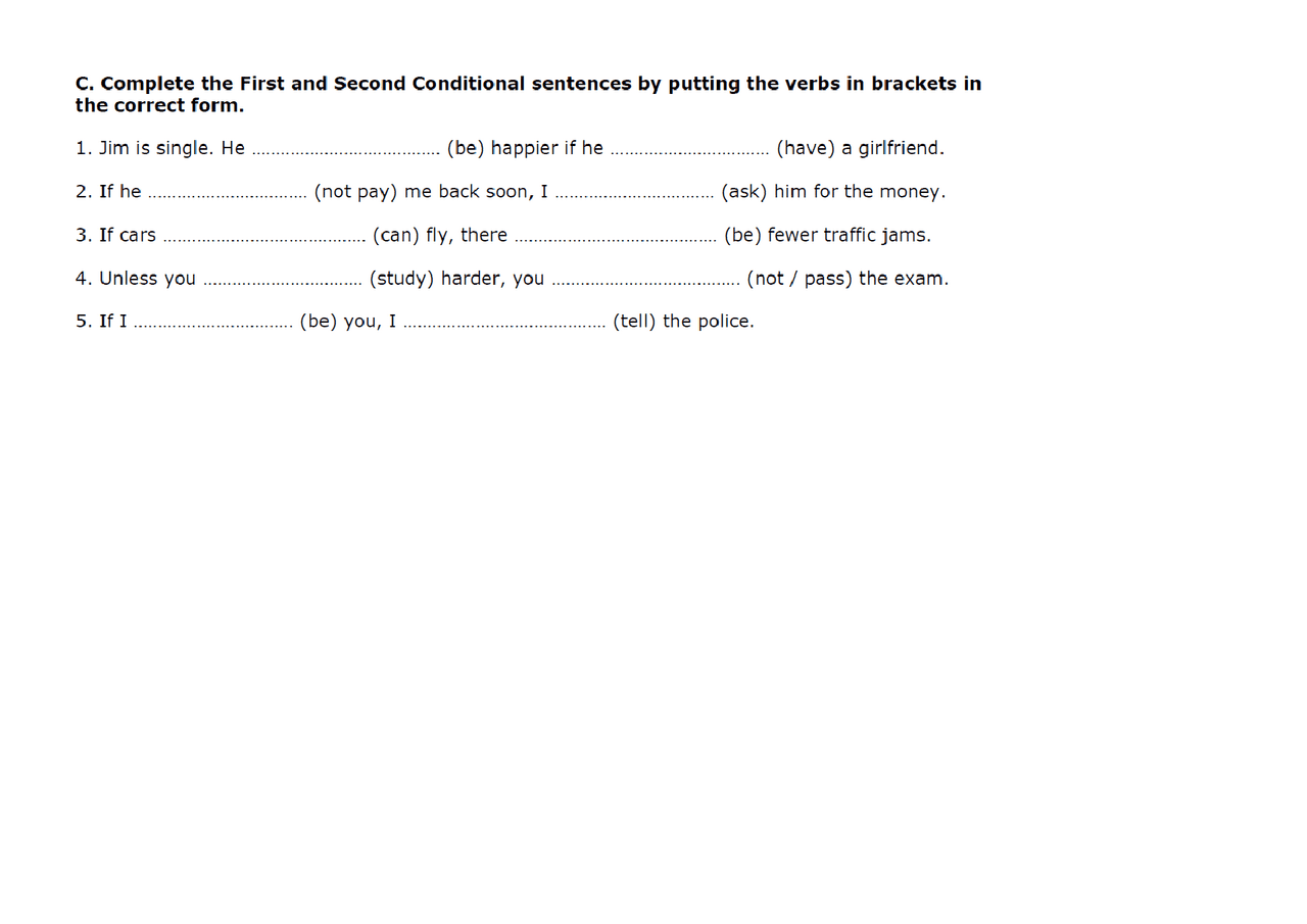 Conditional exercise to revise the first and second conditional ...