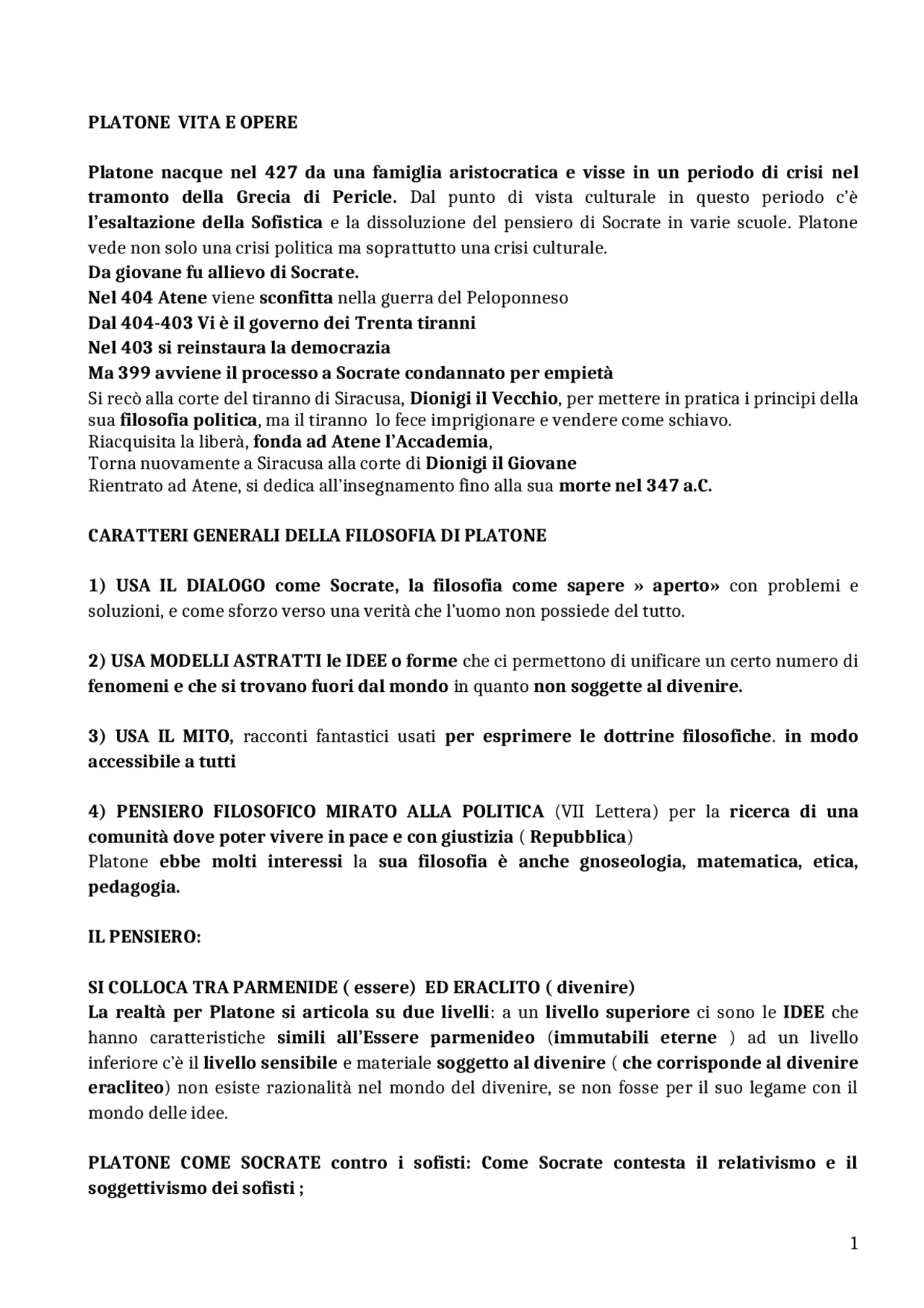 Platone Riassunti E Schemi Schemi E Mappe Concettuali Di Filosofia