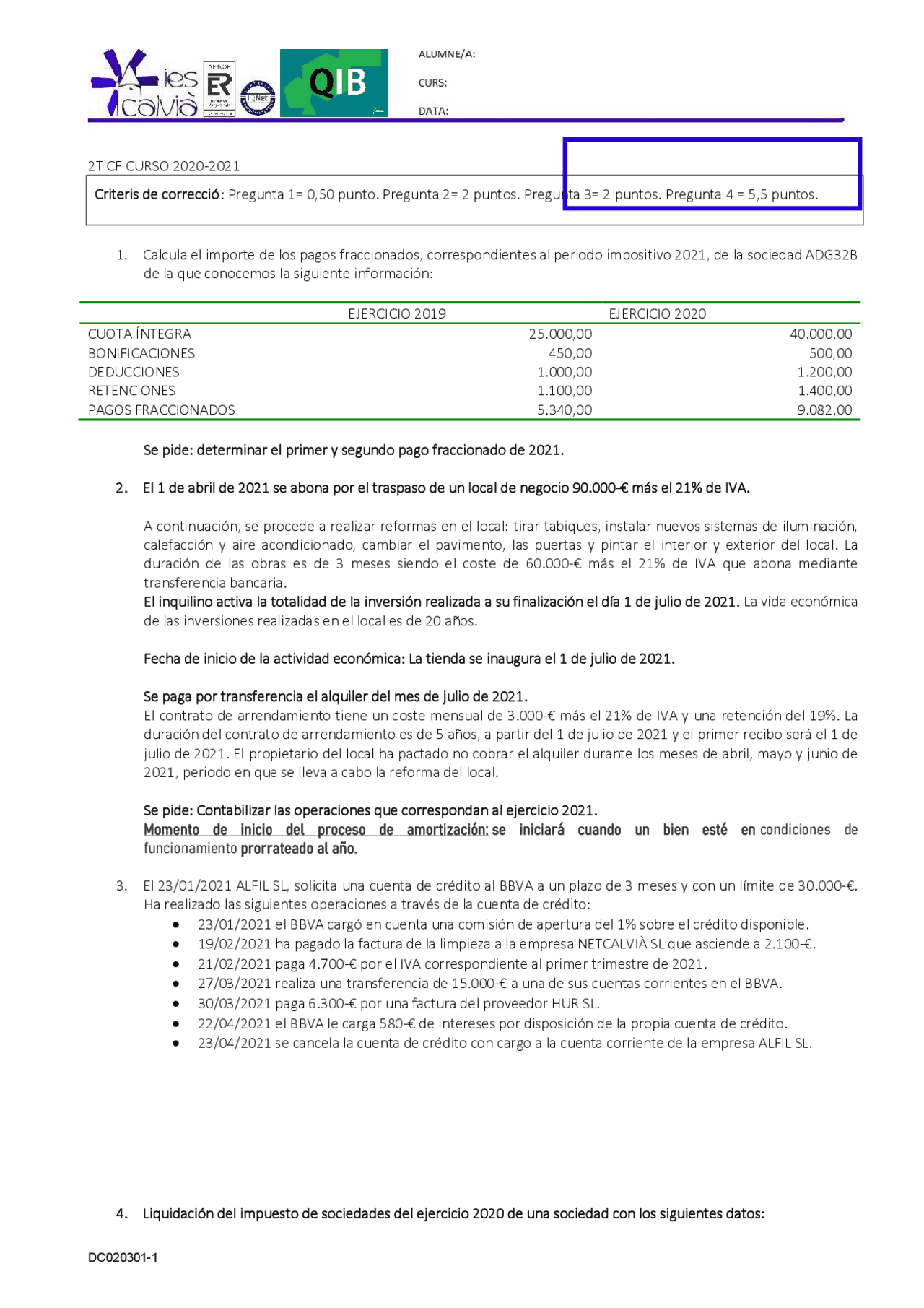 Examenes Contabilidad Exámenes De Contabilidad Avanzada Docsity
