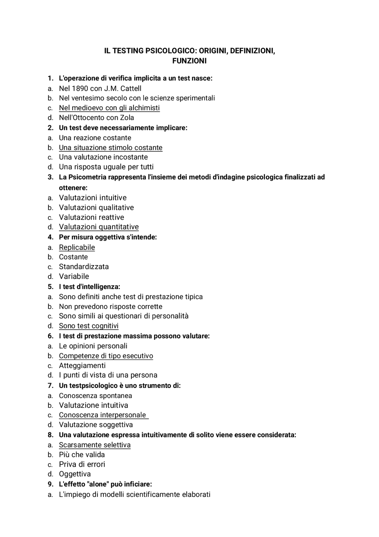 IL TESTING PSICOLOGICO: ORIGINI, DEFINIZIONI, FUNZIONI LM51 PSICOLOGIA ...