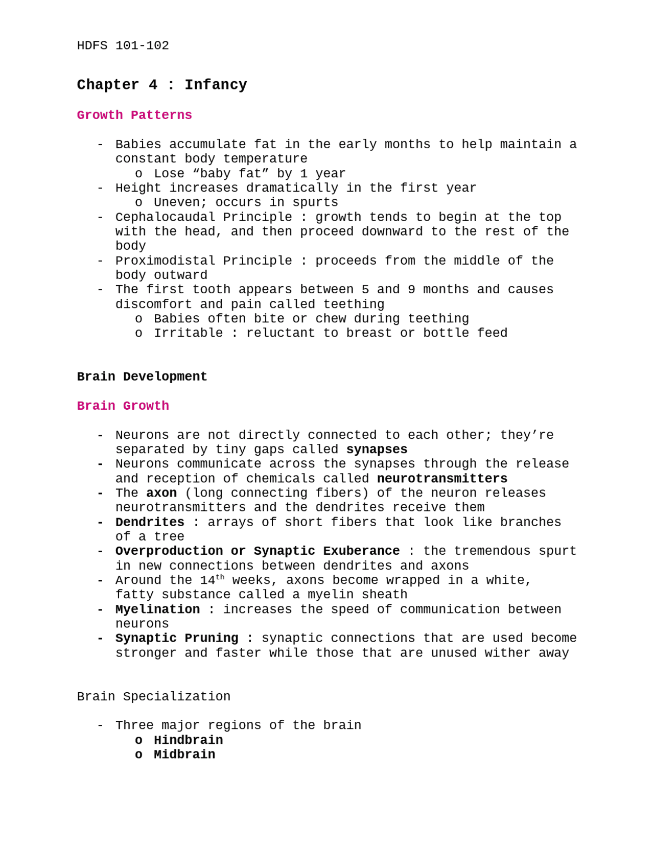 Chapter Four Textbook Notes Lecture Notes Human Development Docsity