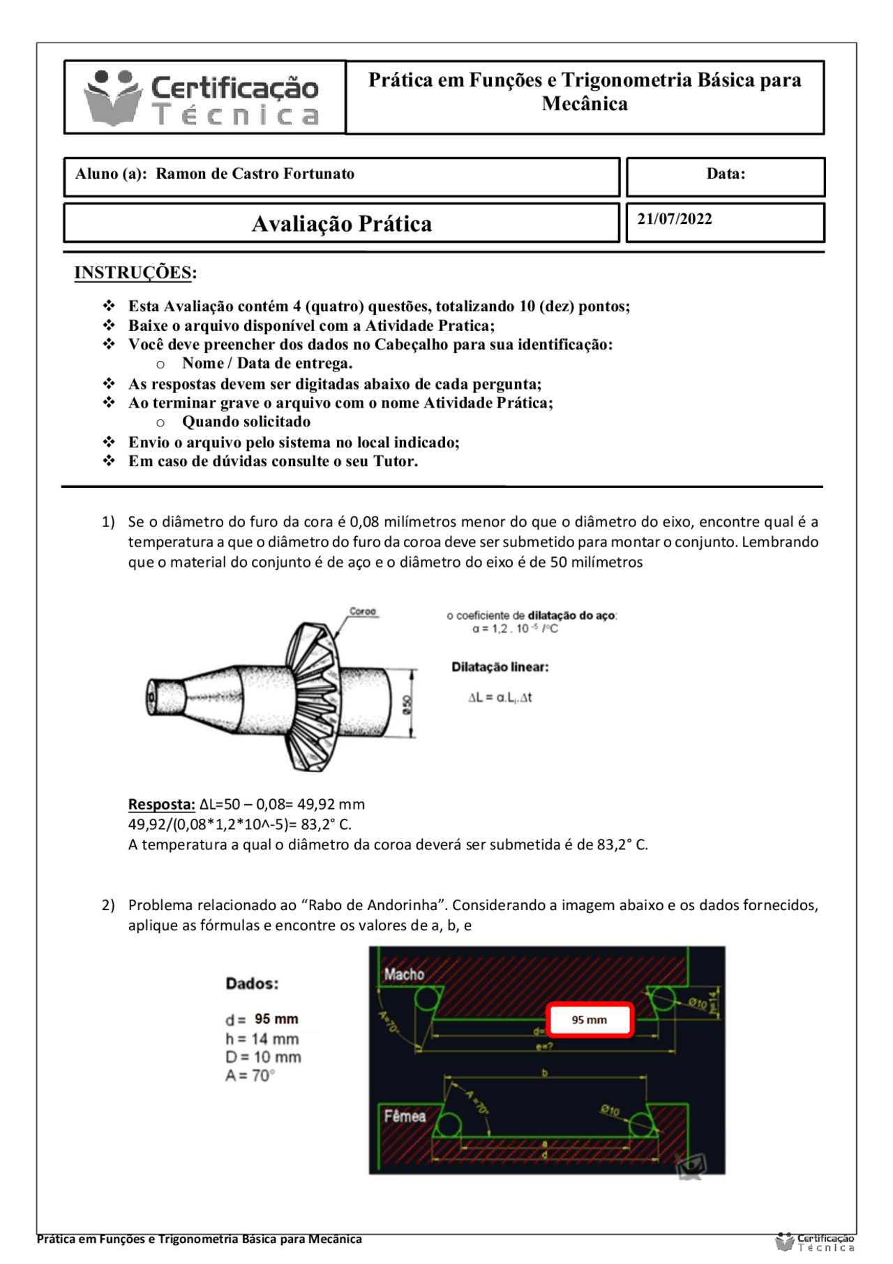 Atividade Prática - FTBM - | Provas Matemática | Docsity