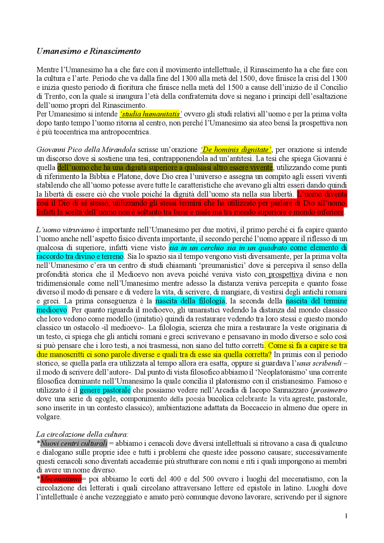 Appunti Unanesino E Rinascimento Appunti Di Letteratura Classica