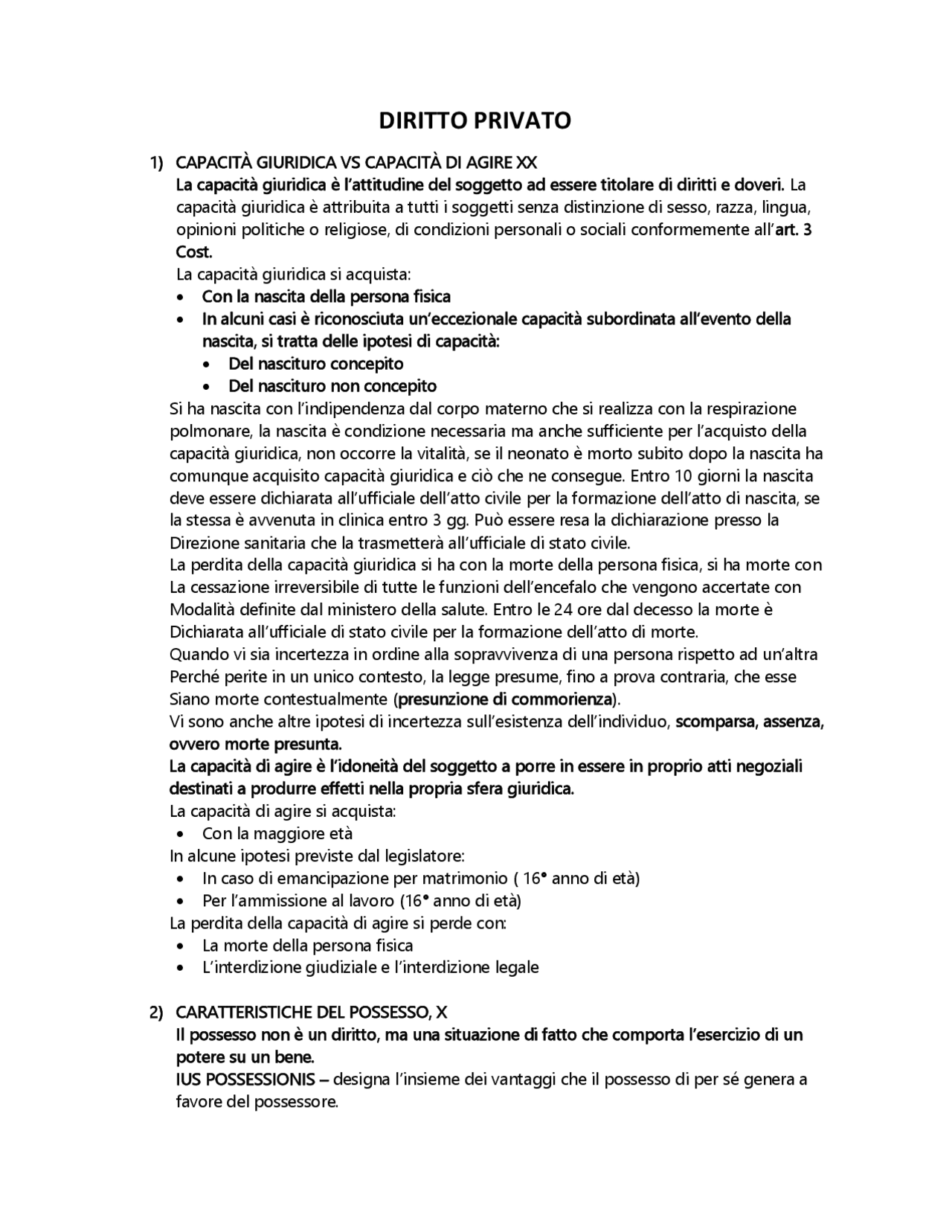 Tipiche Domande E Risposte Sul Diritto Privato Prove Desame Di