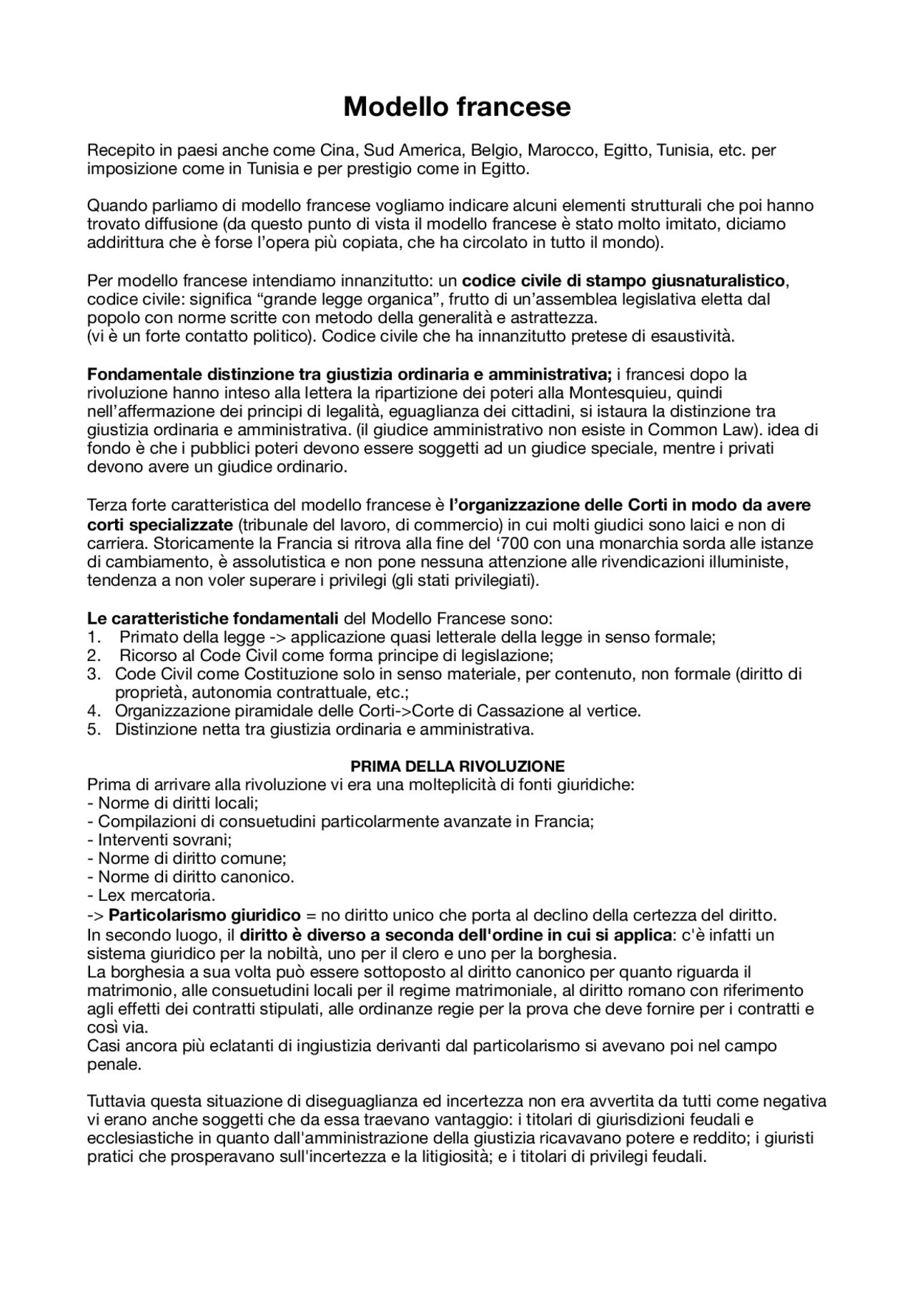 Modello Francese Appunti Prof Candian Completi Dispense Di Diritto