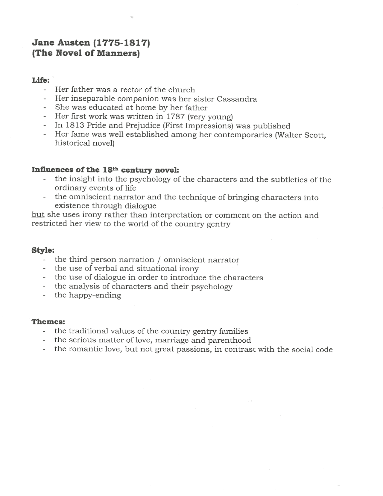 Breve riassunto di Jane Austen in inglese | Schemi e mappe concettuali ...