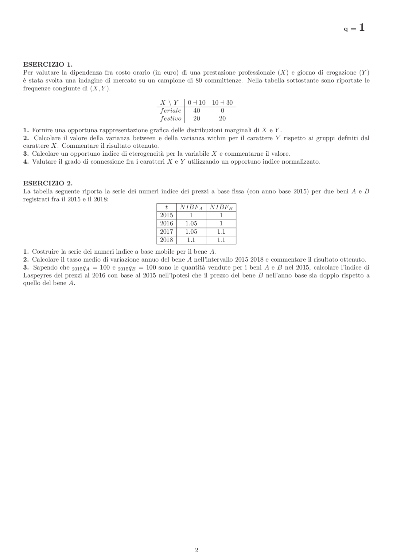 Tema Desame Statistica Prove Desame Di Statistica Docsity