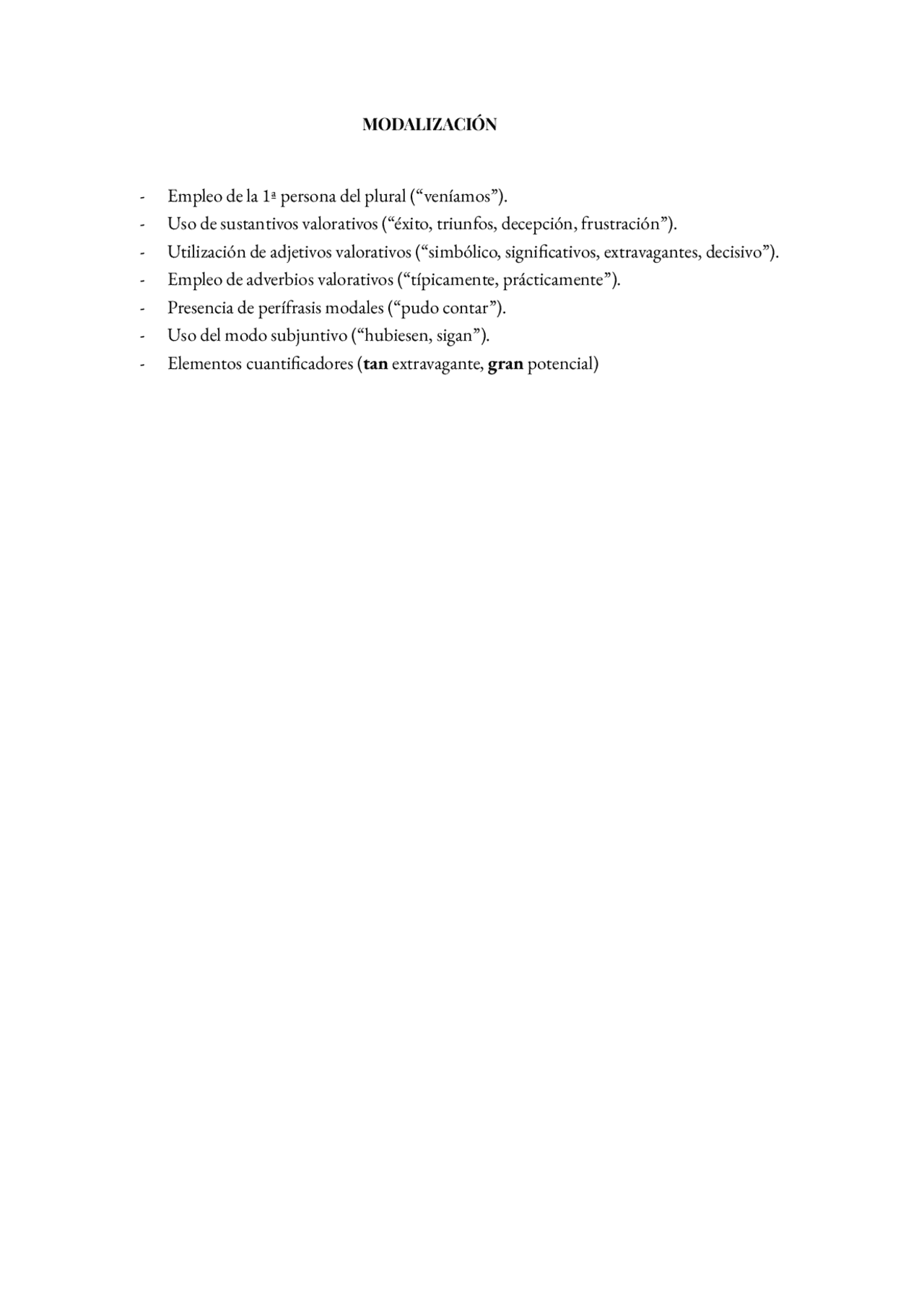 Modalización 1º Bachiller Ejercicios De Lengua Y Literatura Docsity