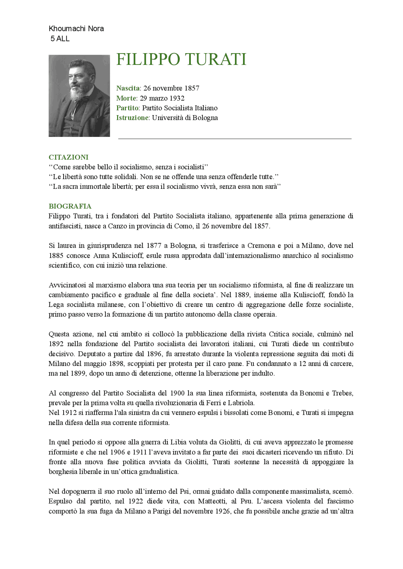 Filippo Turati scheda presentazione | Schemi e mappe concettuali di ...