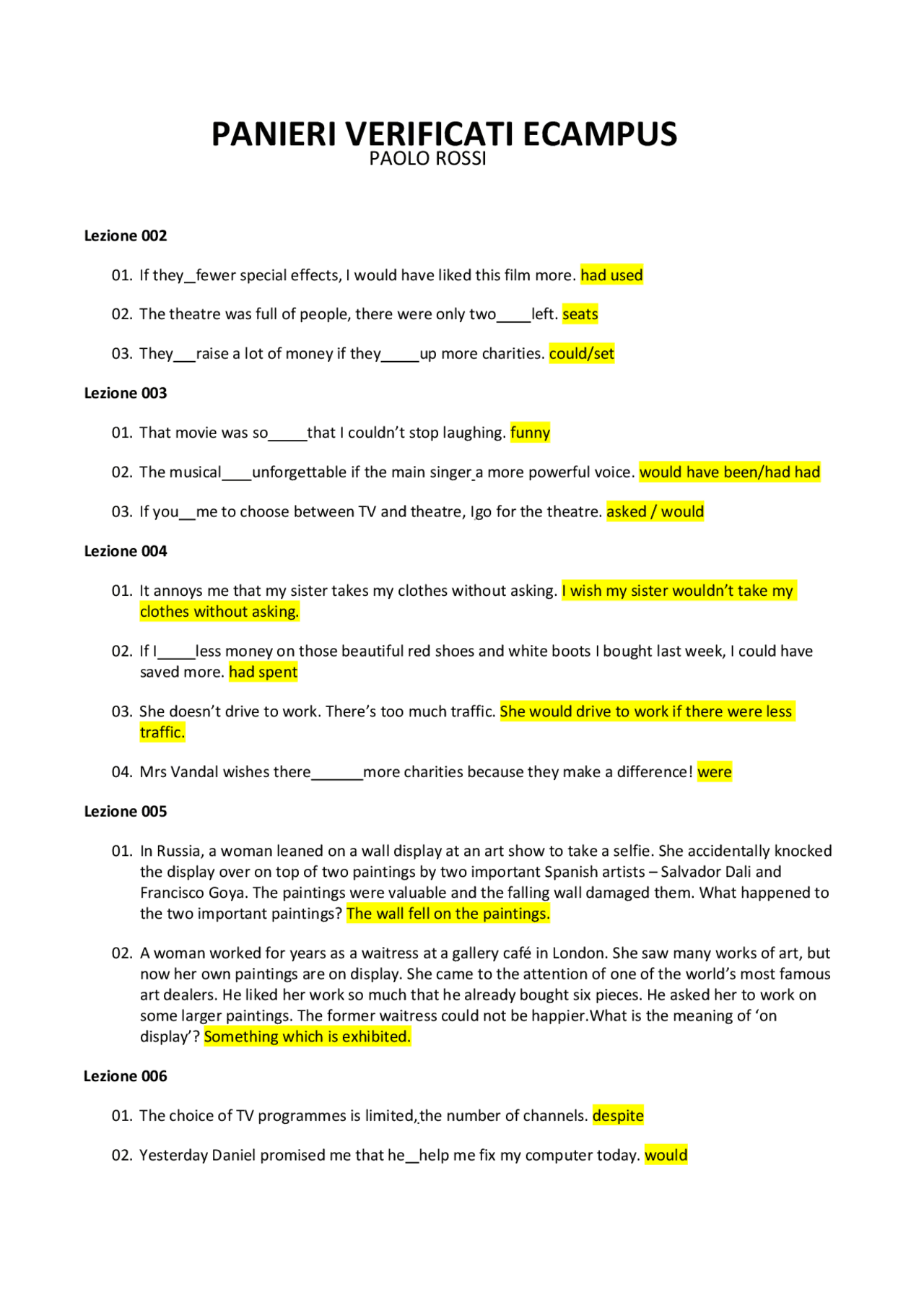 AGGIORNATO 2022 Paniere LINGUA INGLESE LETTERATURA ITALIANA Docente Pignatelli Gabriella ...