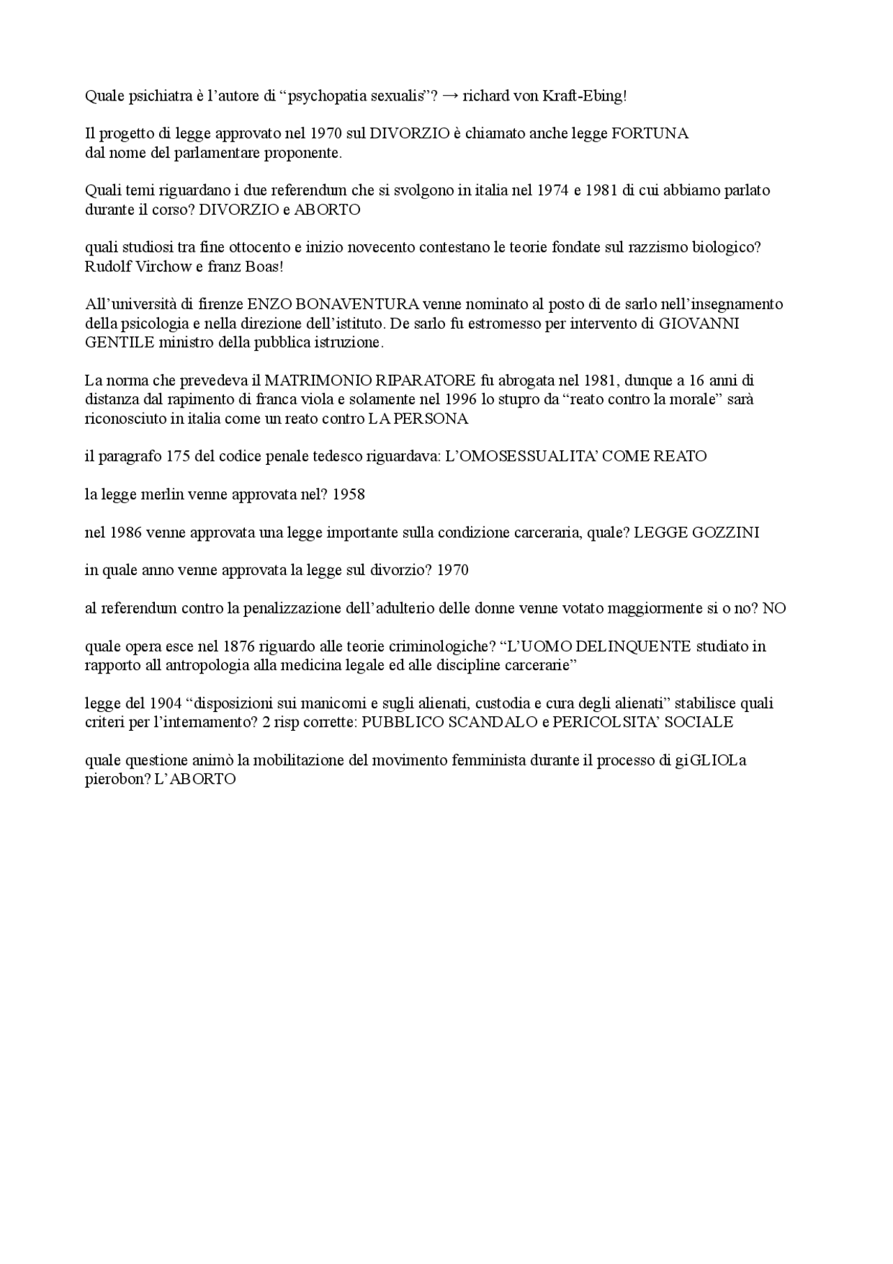 Domande E Risposte Frequenti Prove Desame Di Storia Docsity
