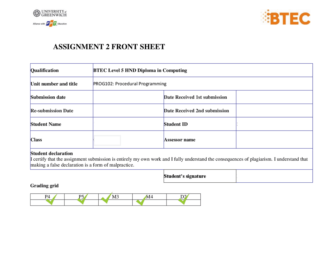 Pro102 Assignment 2 Distinction Assignments Programming Languages Docsity