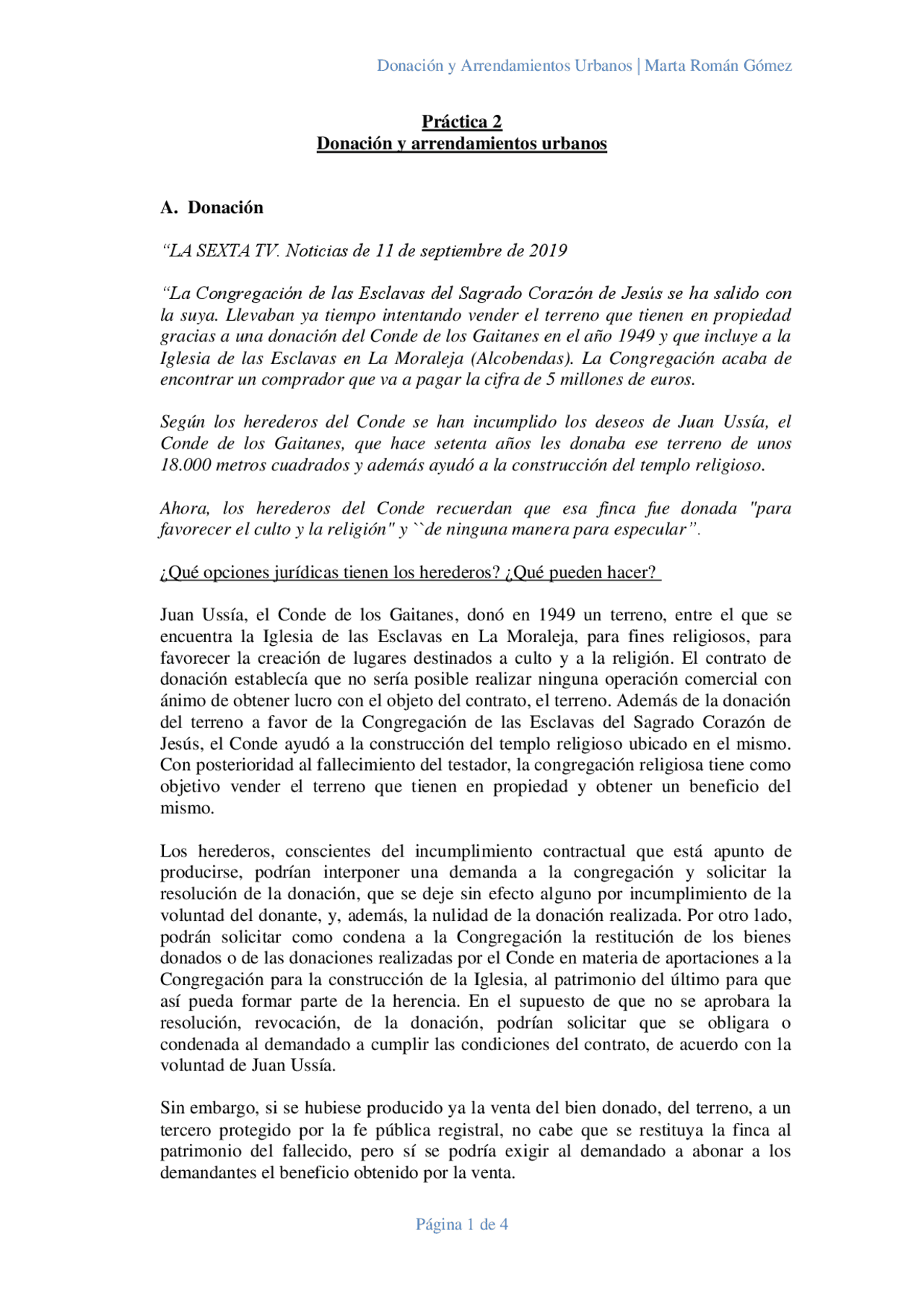 Prácticas De Derecho Civil Iii Ejercicios De Derecho Civil Docsity