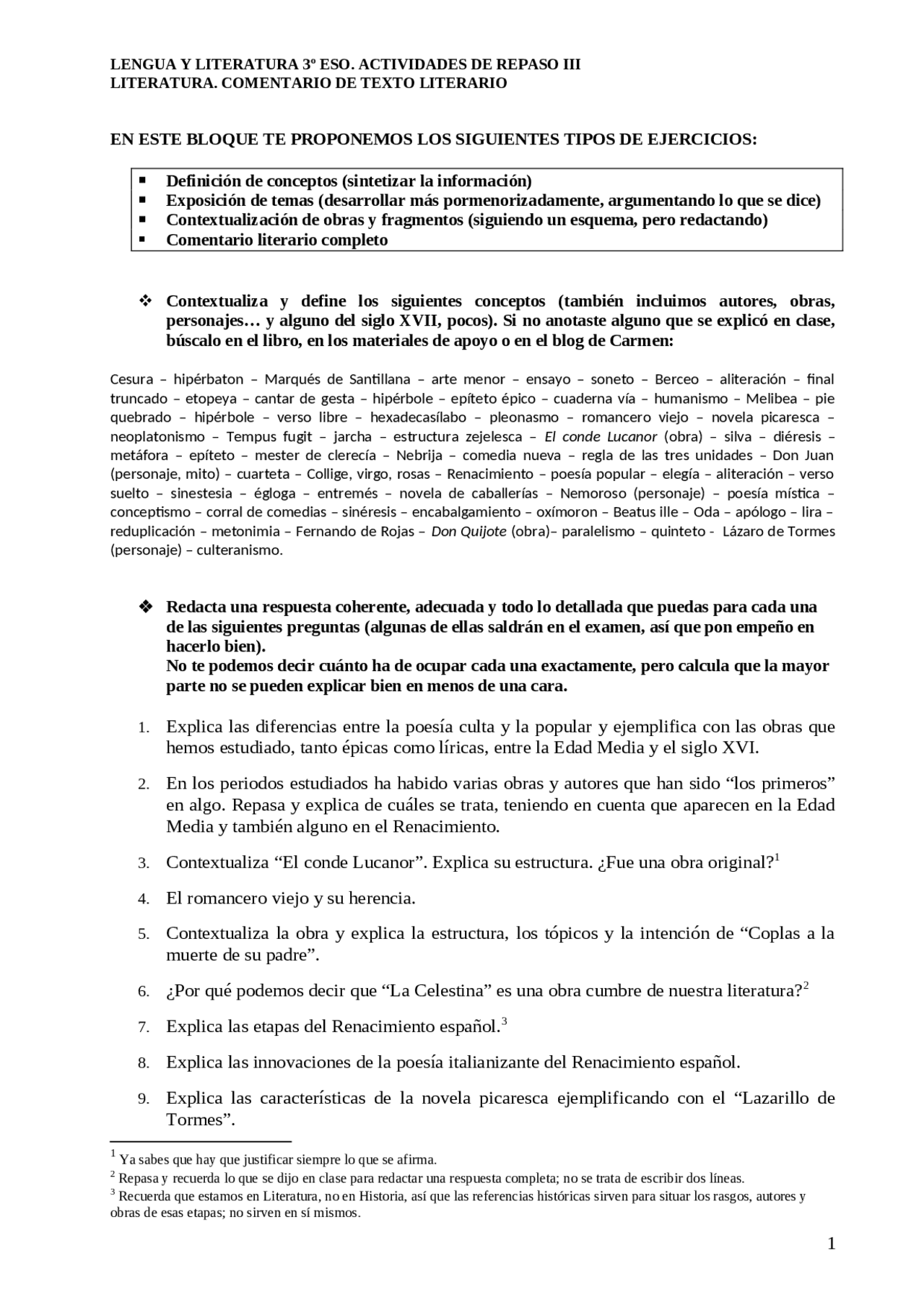 Comentario Textos Literarios Ejercicios De Lengua Y Literatura Docsity