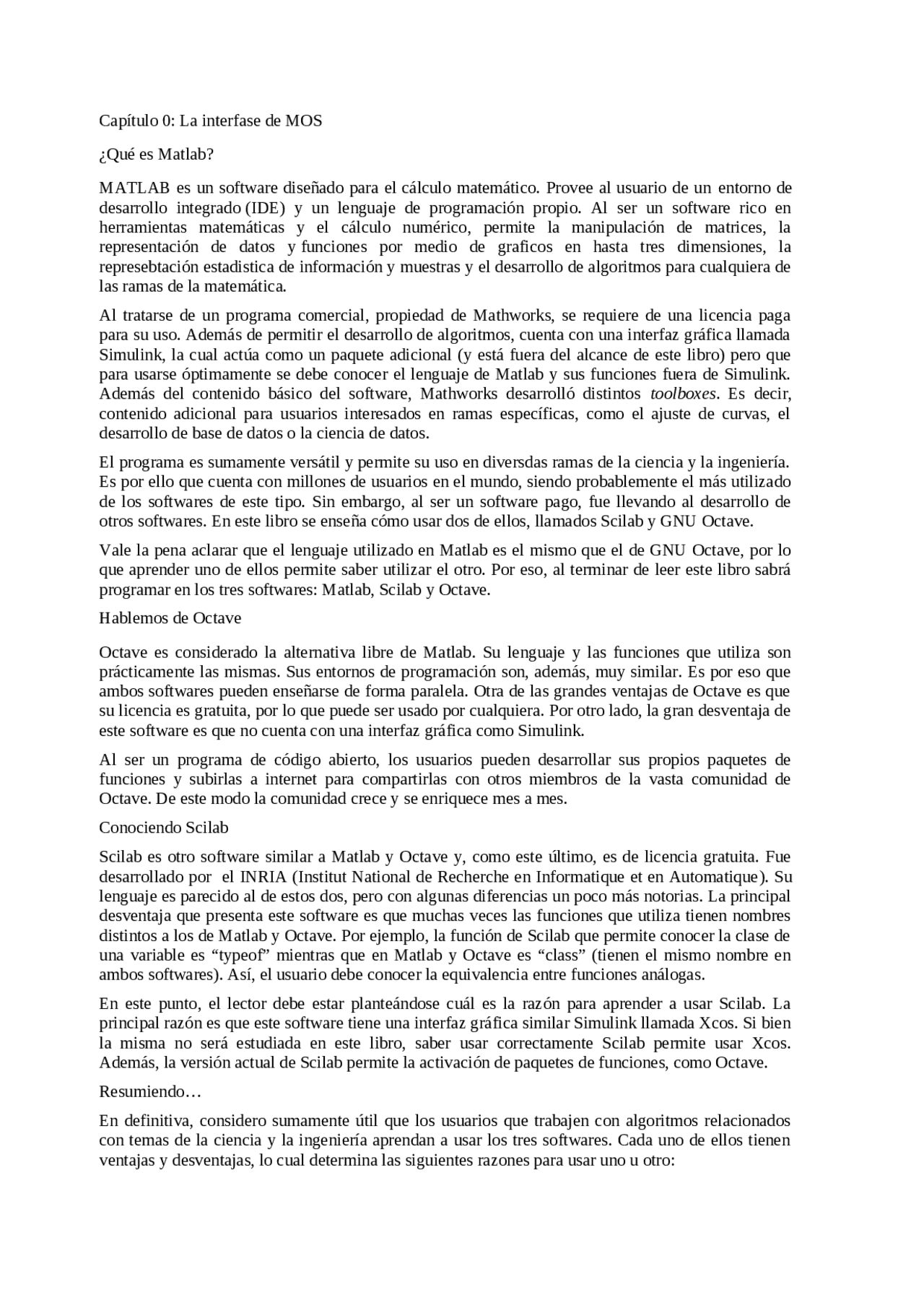 Aprende Matlab, Scilab y Octave en un solo paunte | Resúmenes de Métodos Numéricos | Docsity