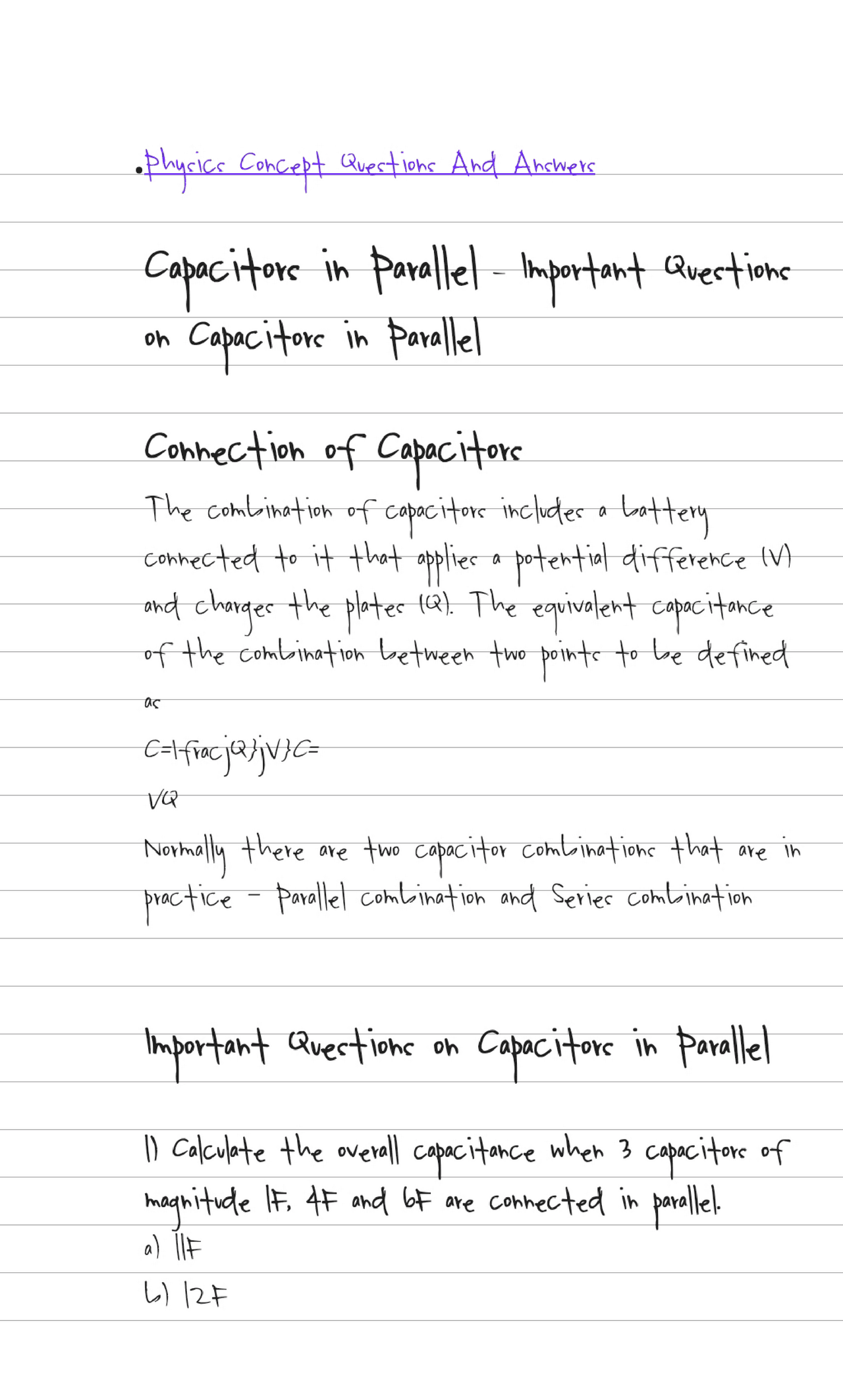 Physics Concept Questions and Answers | Exams Physics | Docsity