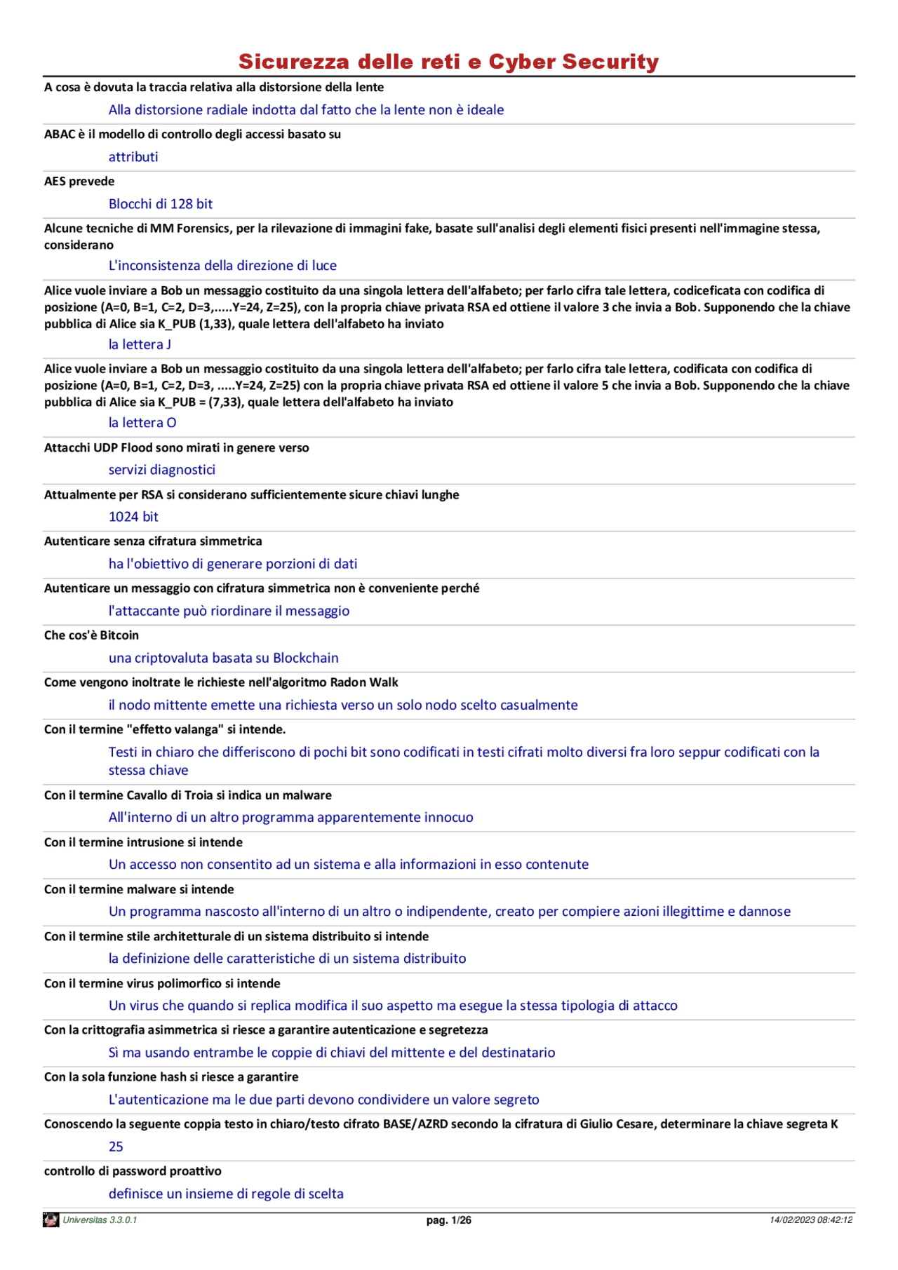 Sicurezza delle reti e Cyber Security | Panieri di Sicurezza delle reti | Docsity