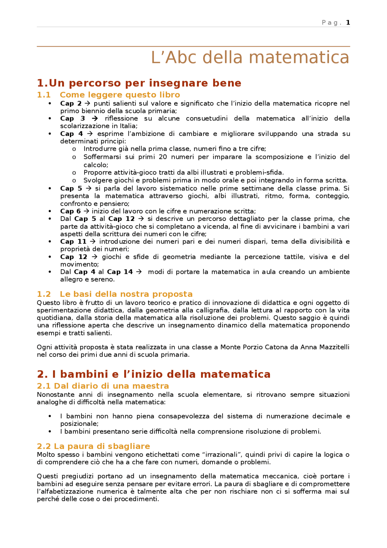 Riassunto Del Libro Labc Della Matematica Dispense Di Didattica