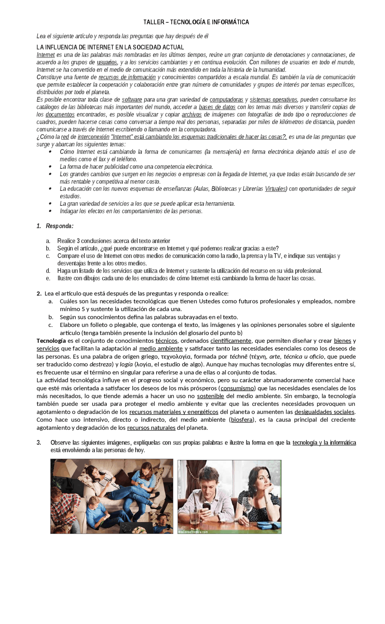 LA INFLUENCIA DE INTERNET EN LA SOCIEDAD ACTUAL | Ejercicios de ...