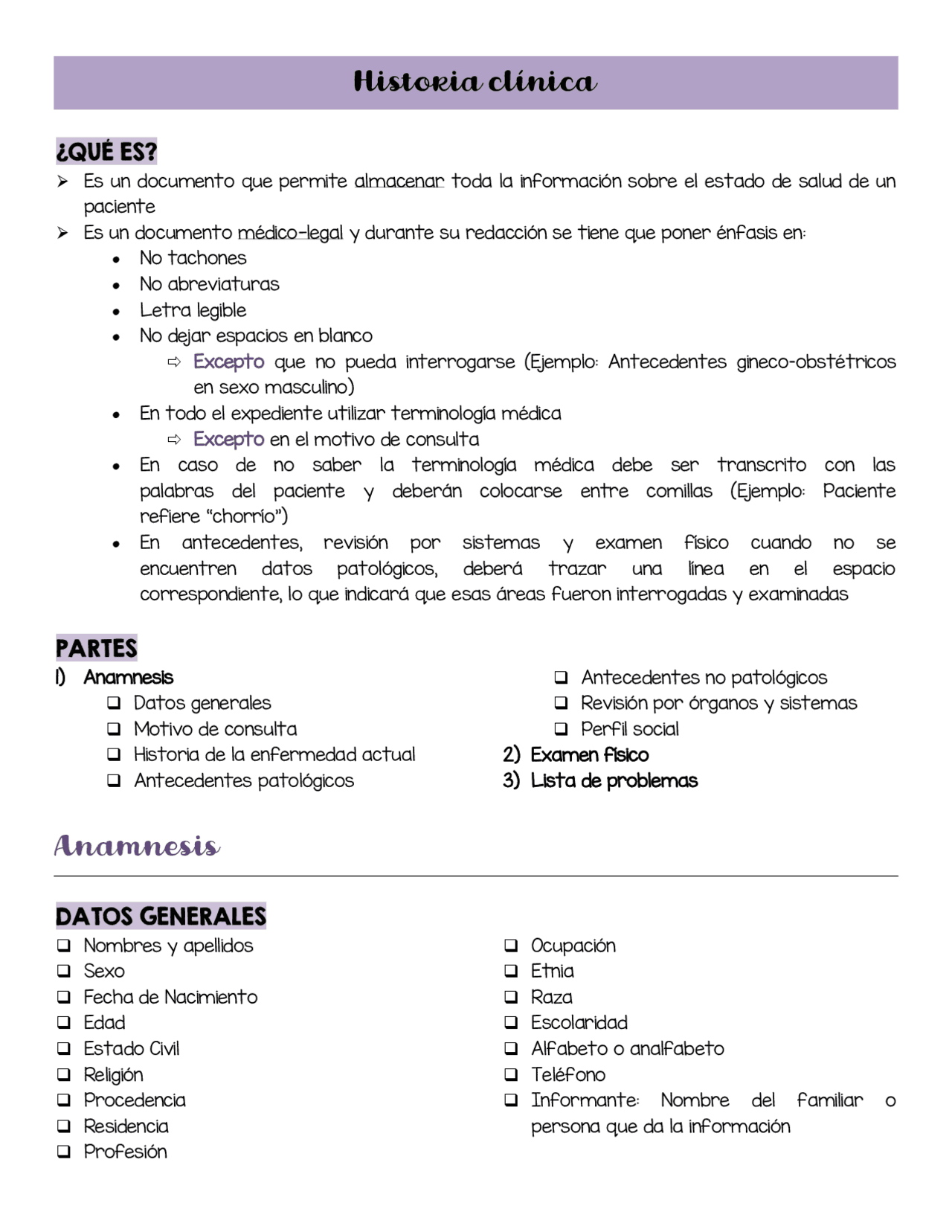 Aspectos generales y reglas de la historia clinica. | Resúmenes de ...