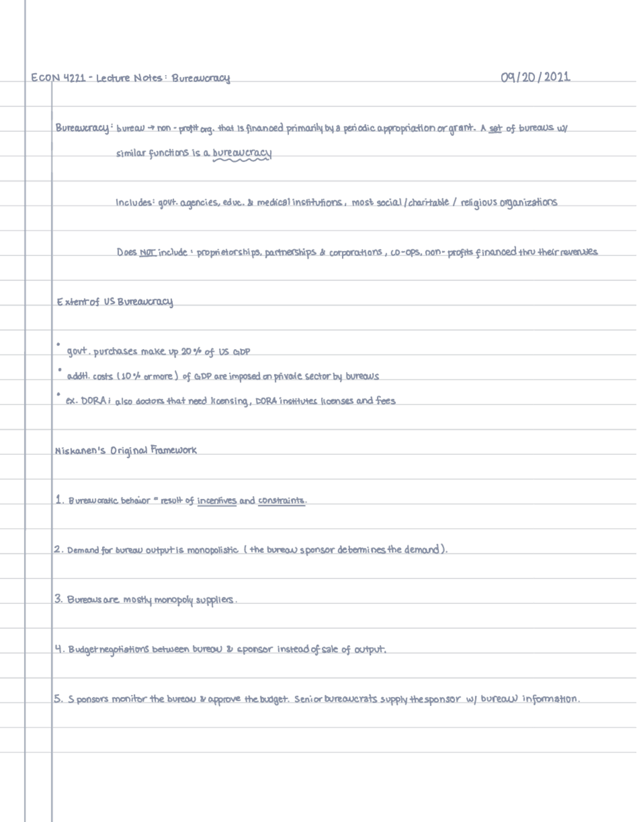 Econ 4221 Bureaucracy Lecture 3 And 4 Notes Spring 2021 Lecture Notes