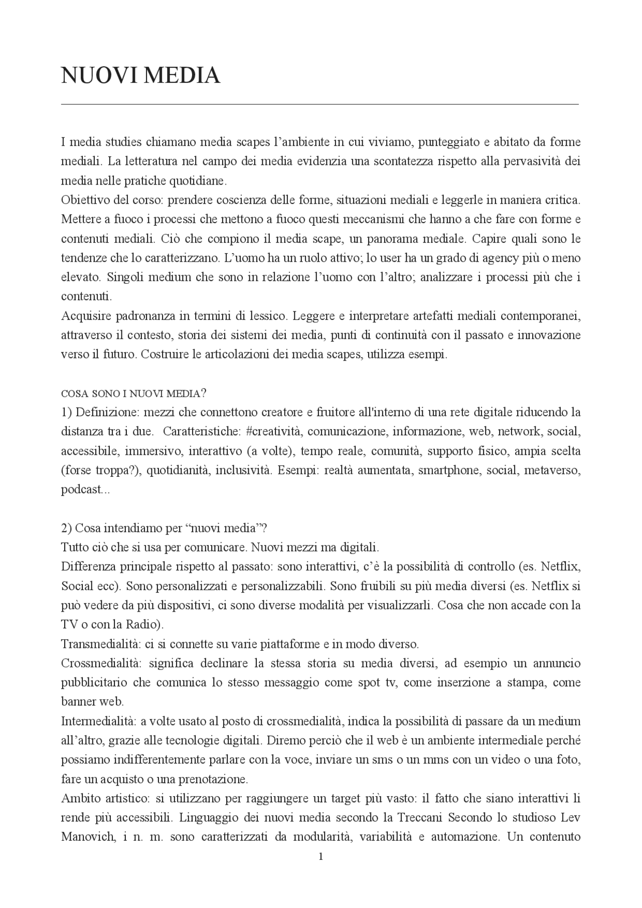 Nuovi Media Aa 2021 2022 Appunti Di Sociologia Dei Media Docsity