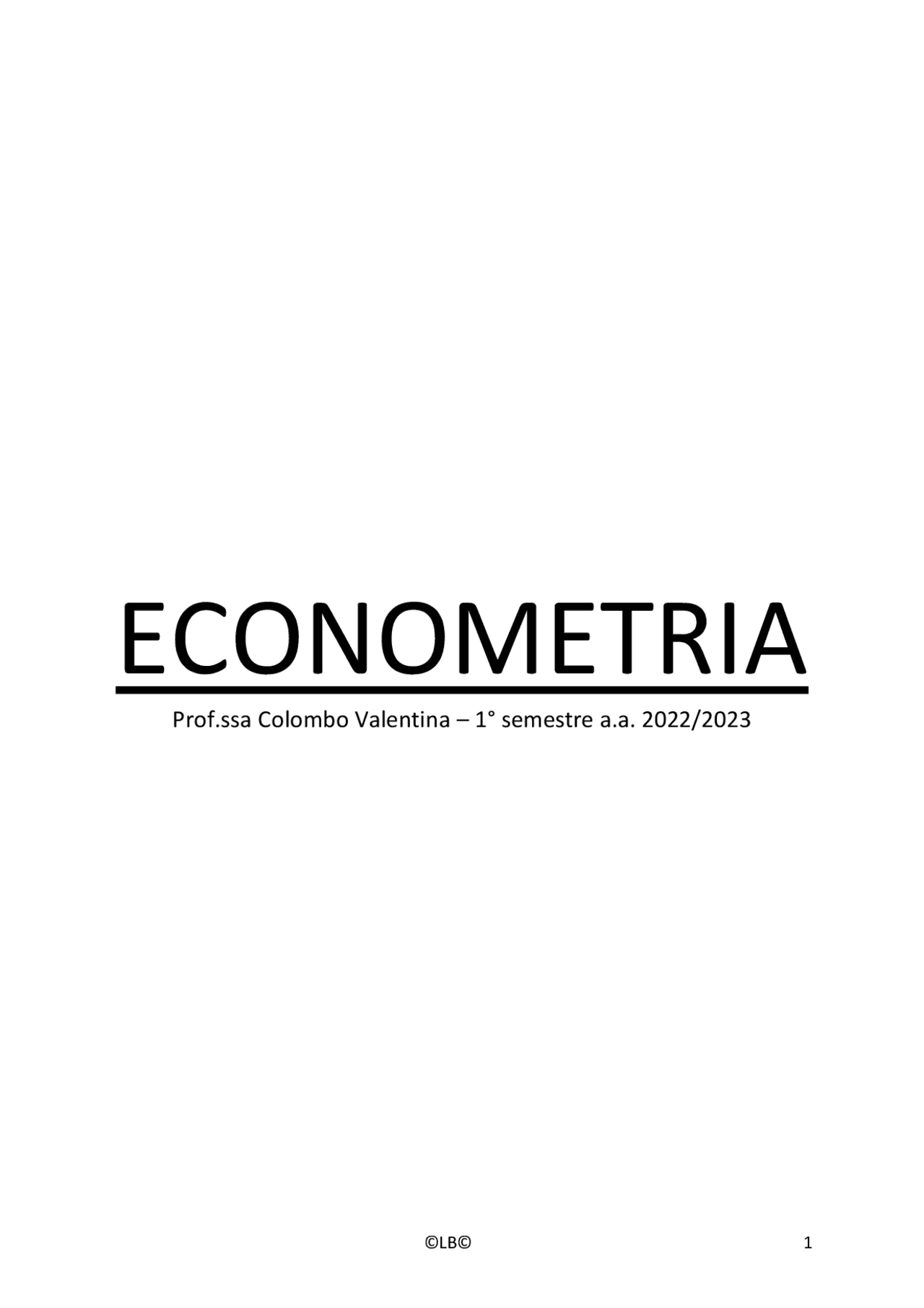 Appunti Completi E Sostitutivi Di Econometria Sbobinature Di