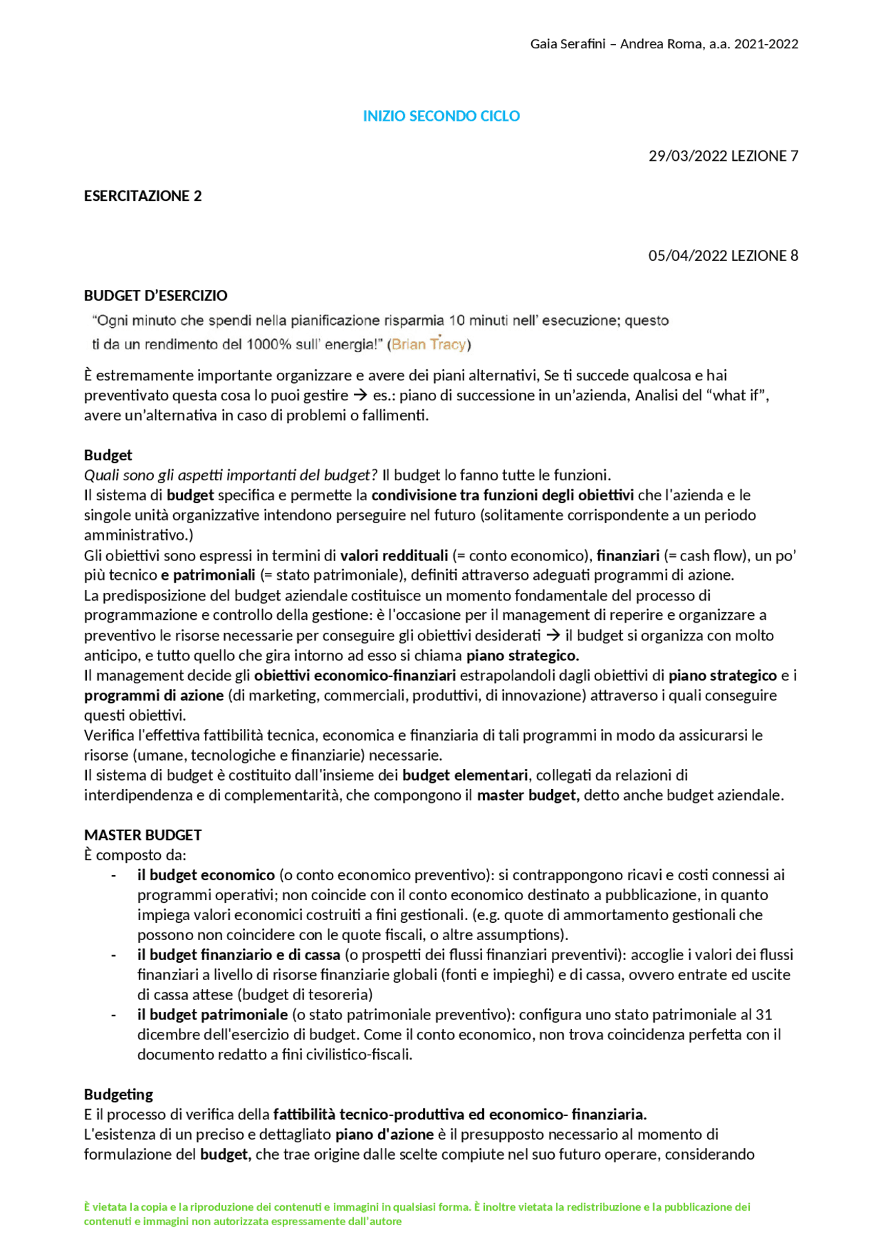 Budgeting E Reporting Appunti Di Economia Docsity